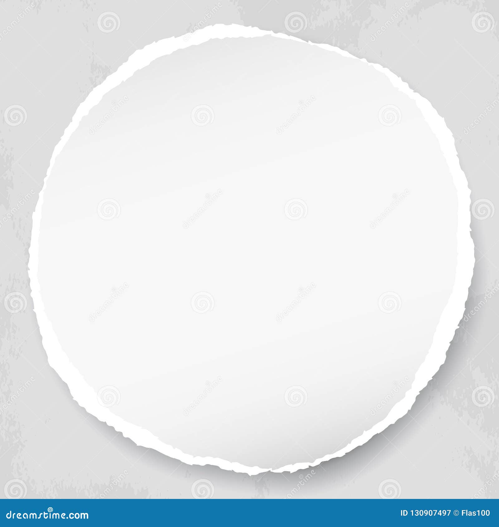 White Round Ripped Paper with Shadow for Text or Message on Light Grey ...