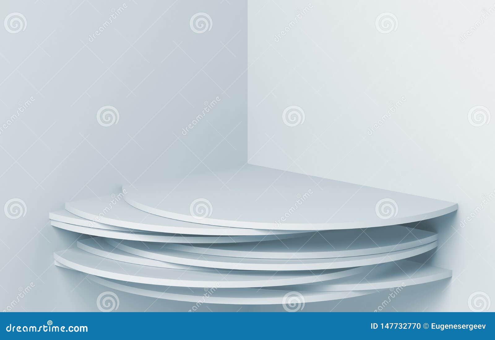 White Round Shelf Installation 3 D Stock Illustration - Illustration of ...