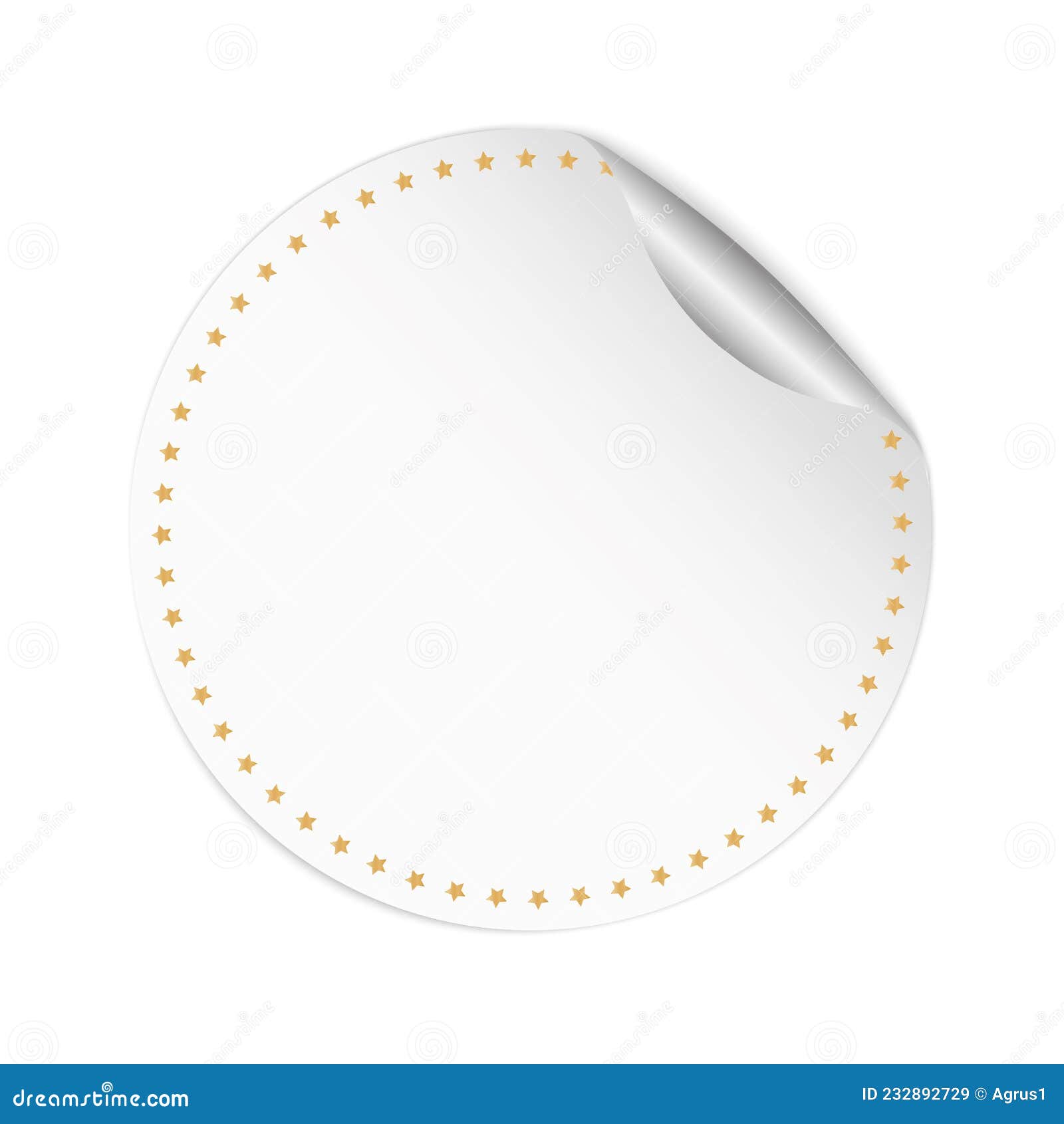 White Round Sticker Vector Banner with Stars Frame on White Background ...