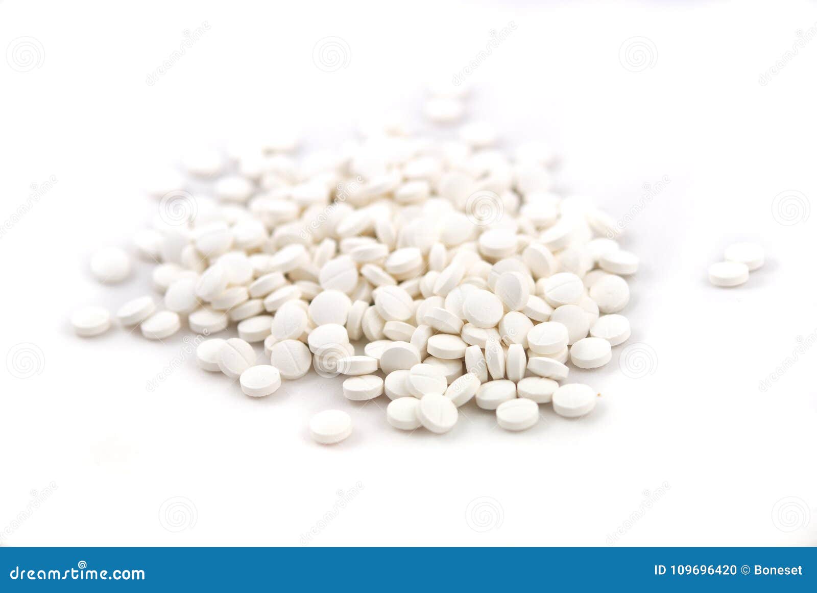 White Round Tablets Closeup on White Background Stock Photo - Image of ...