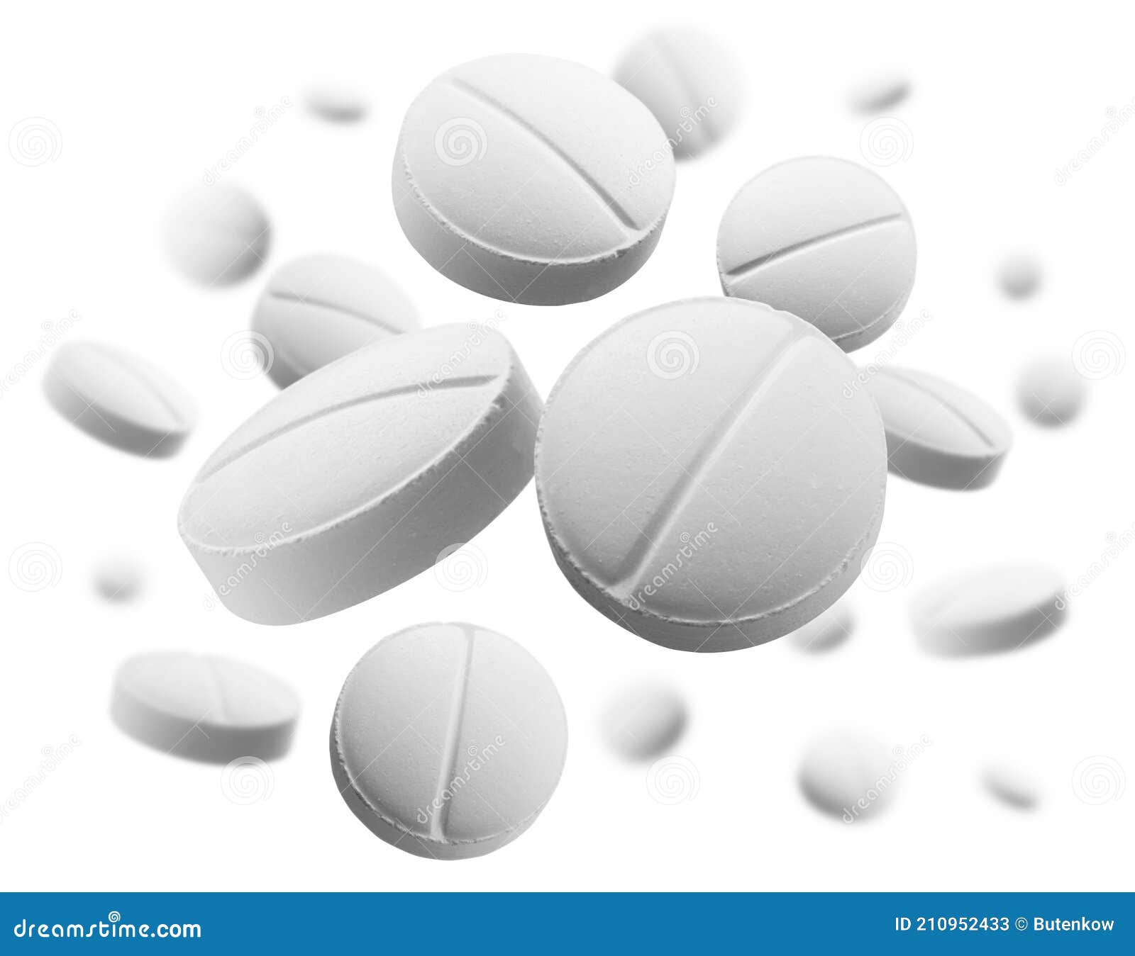 White Round Tablets Levitate on a White Background Stock Image - Image ...