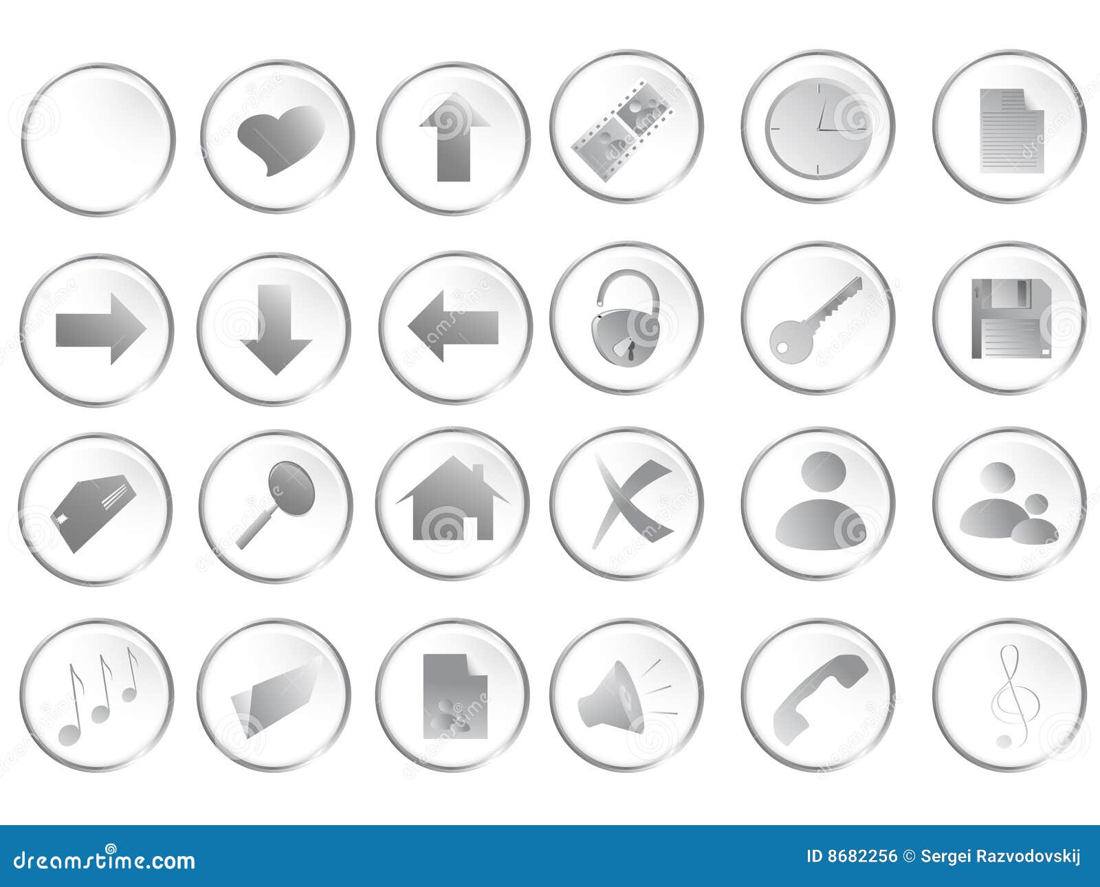 White Round Web Buttons Set Stock Vector - Illustration of envelope ...