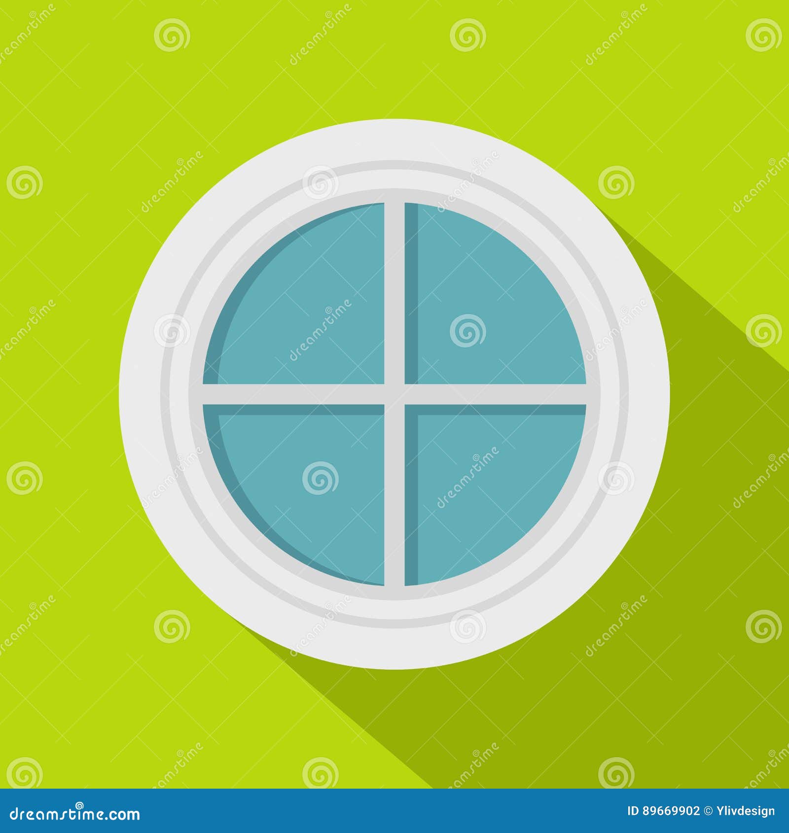 White Round Window Icon, Flat Style Stock Vector - Illustration of ...