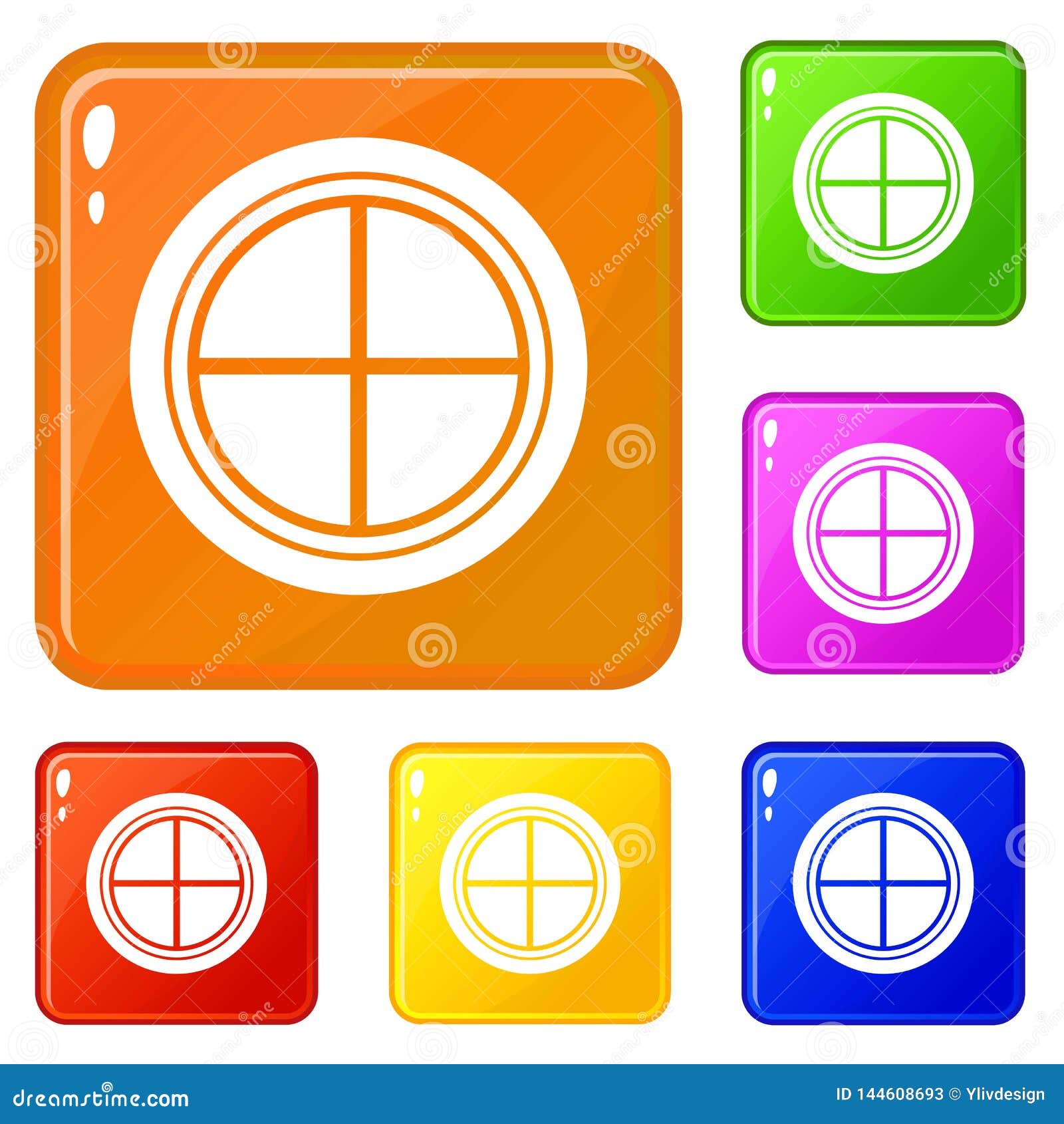 White Round Window Icons Set Vector Color Stock Vector - Illustration ...