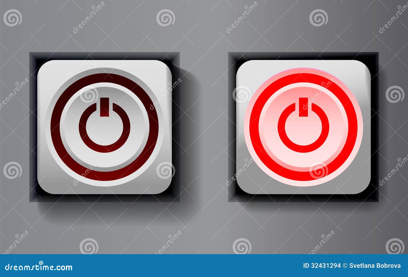 White Rounded Square Icon with Power Button Stock Illustration ...