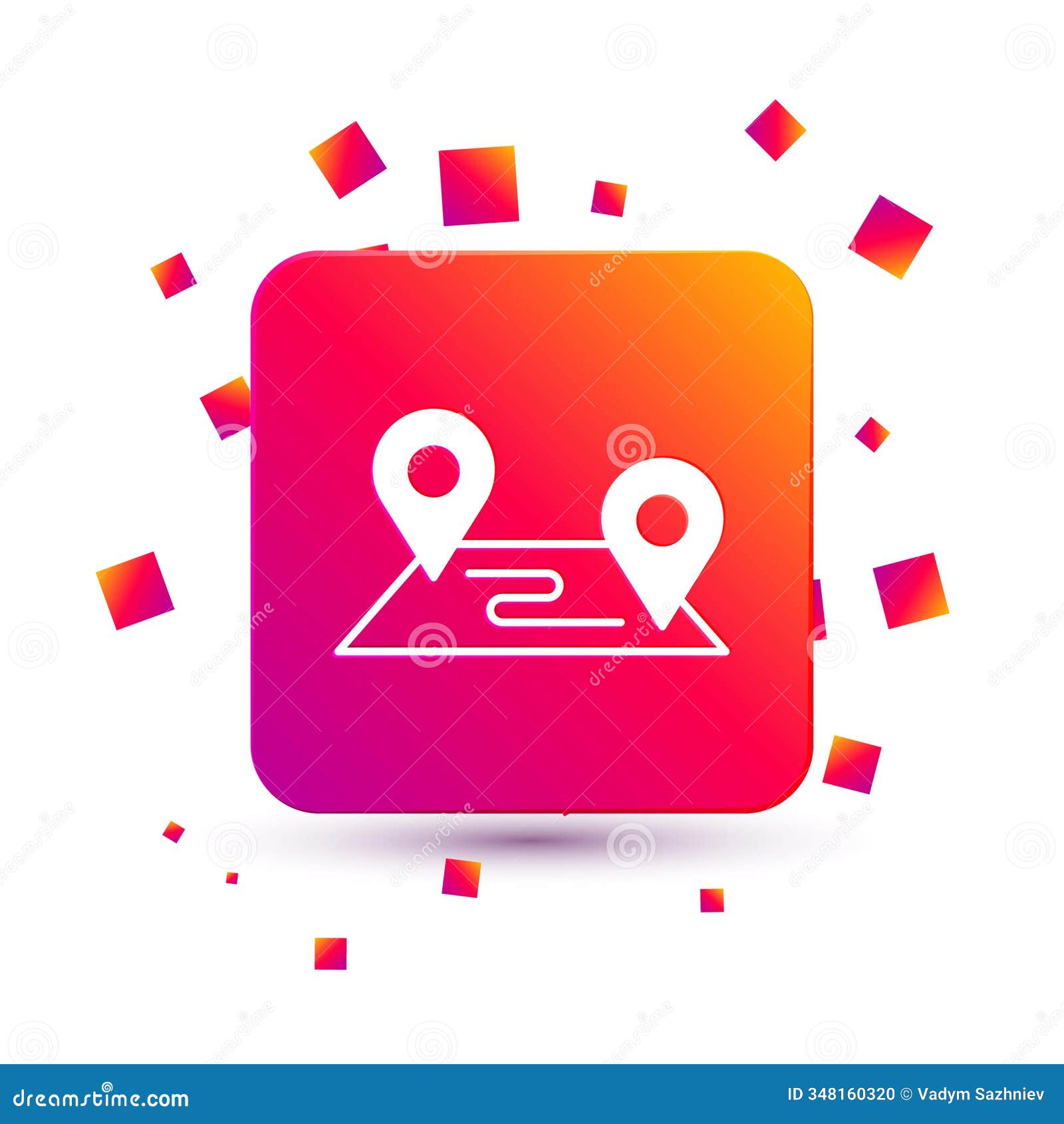 White Route Location Icon Isolated On Black Background. Train Line Path ...