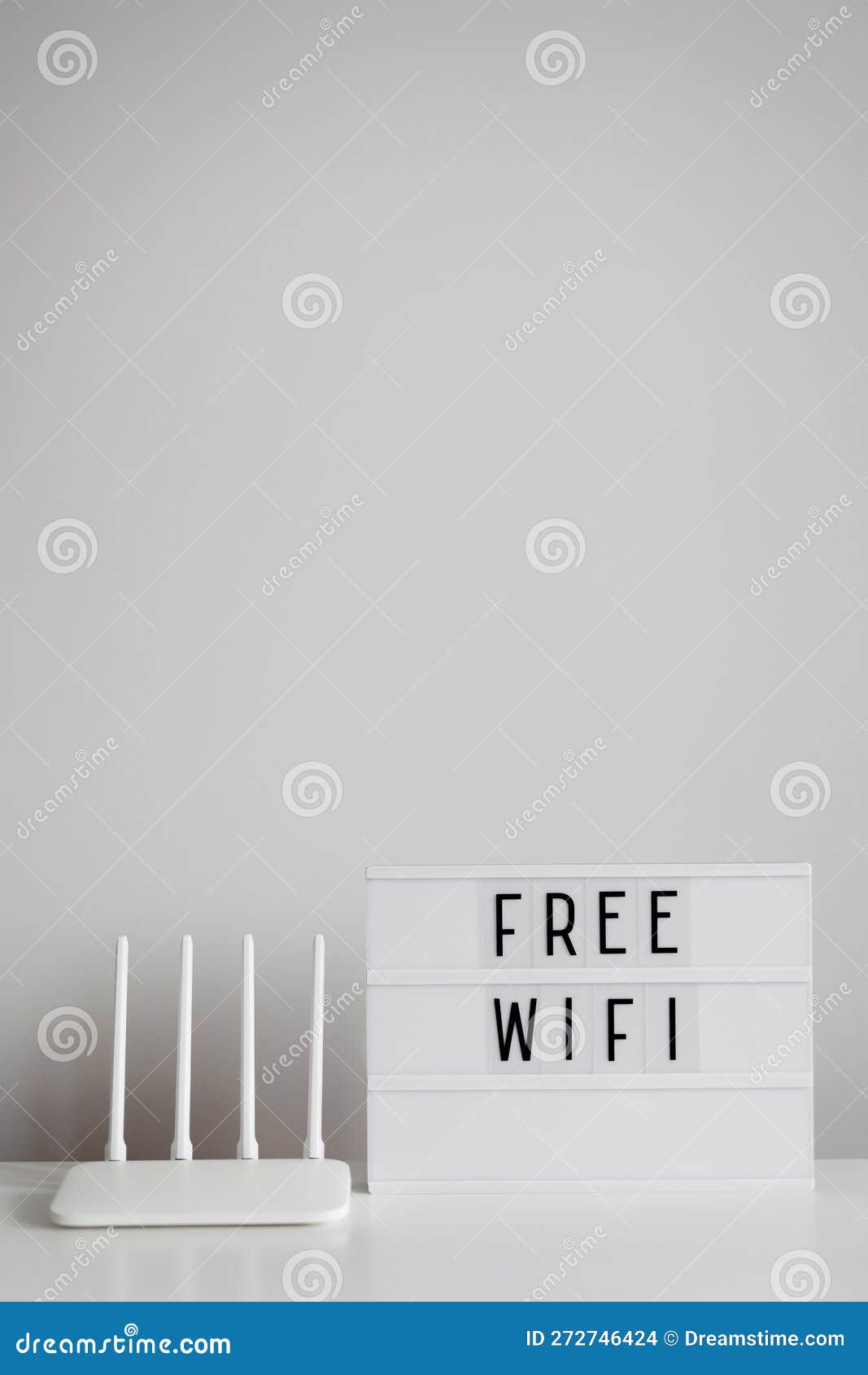 White Router and Lightbox with Free Wifi Text Stock Photo - Image of ...