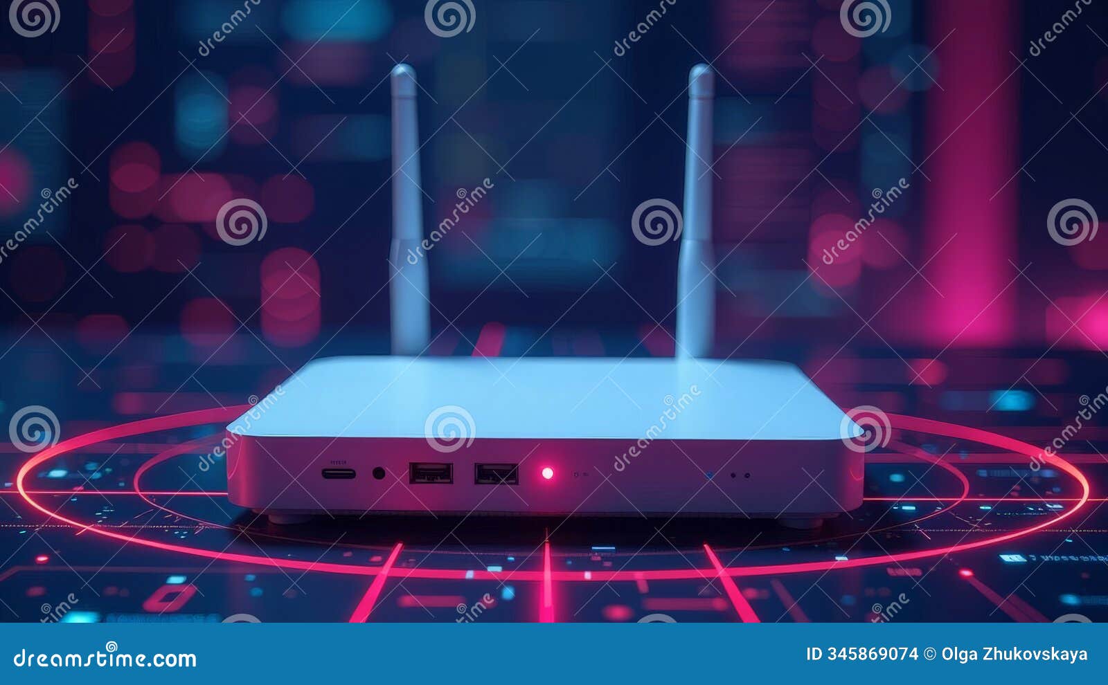 White Router With Two Antennas Stock Image | CartoonDealer.com #345868891