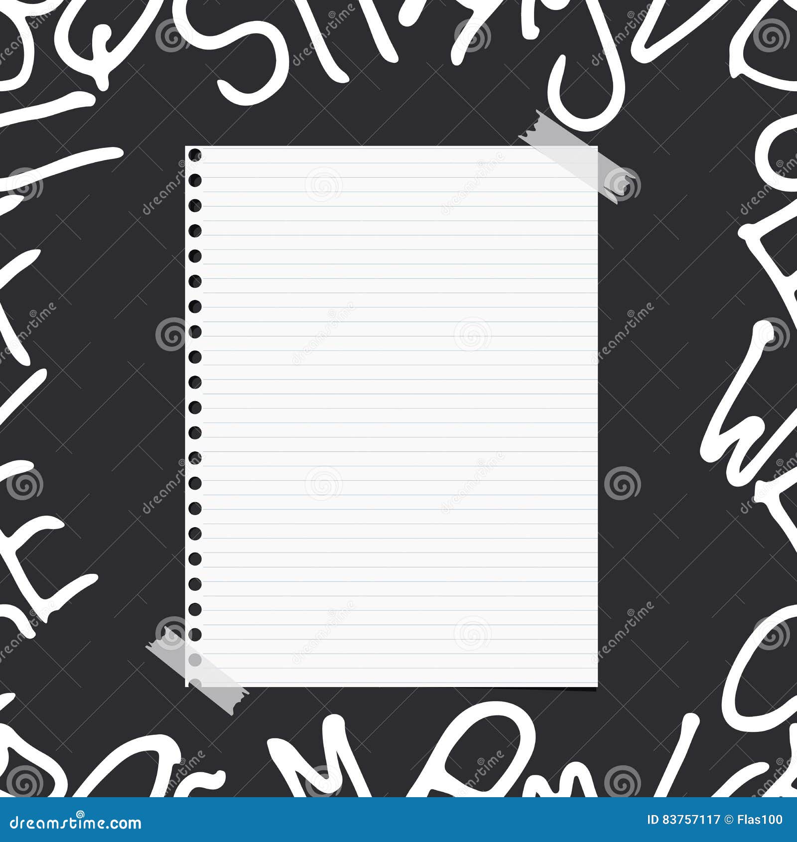 White Ruled Note, Notebook, Copybook Paper Sheet on Pattern Created ...