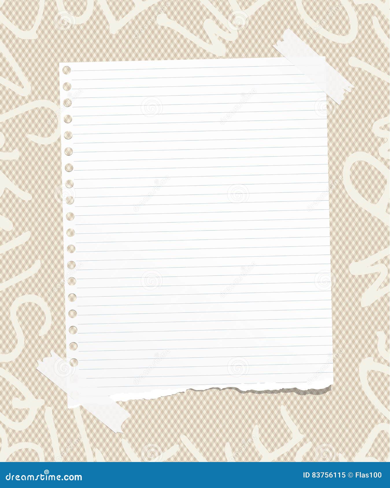 White Ruled Ripped Note, Notebook, Copybook Paper Sheet on Pattern ...
