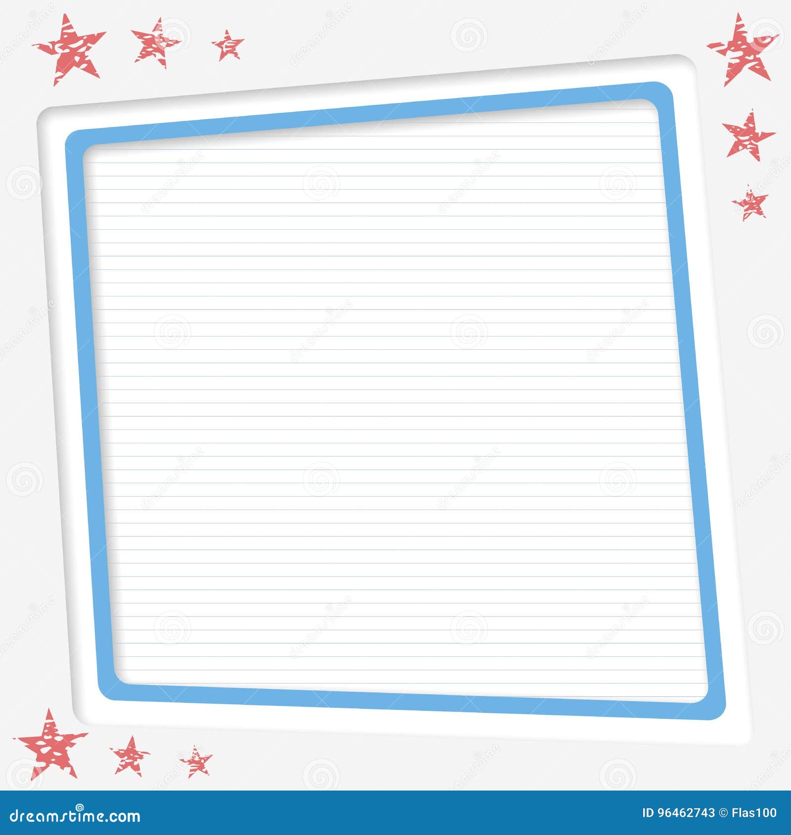 White Ruled, Striped Copy Paper, Vector Frame, Text Box with Red Stars ...