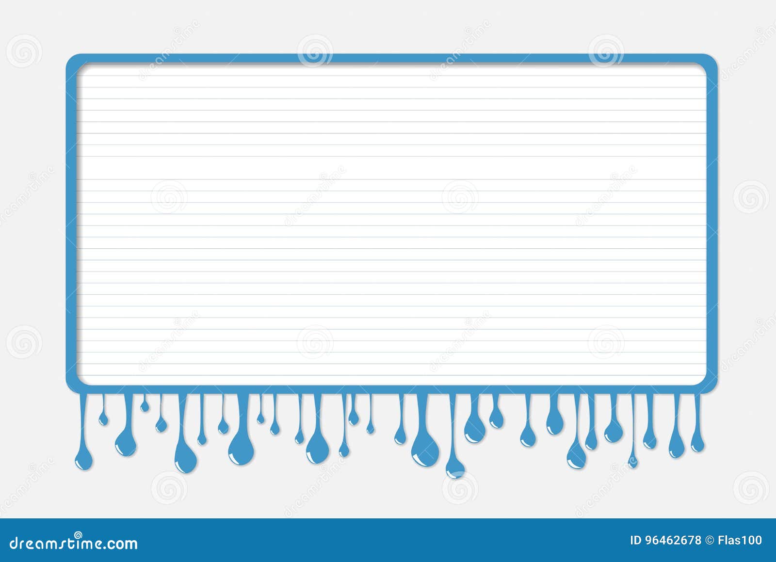 White Ruled, Striped Copy Paper, Vector Frame, Text Box with Water ...