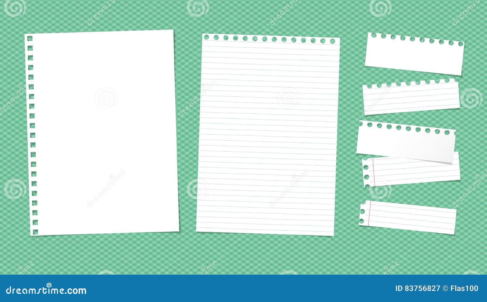 White Ruled Torn Note, Notebook, Copybook Paper Sheets Stock Vector ...