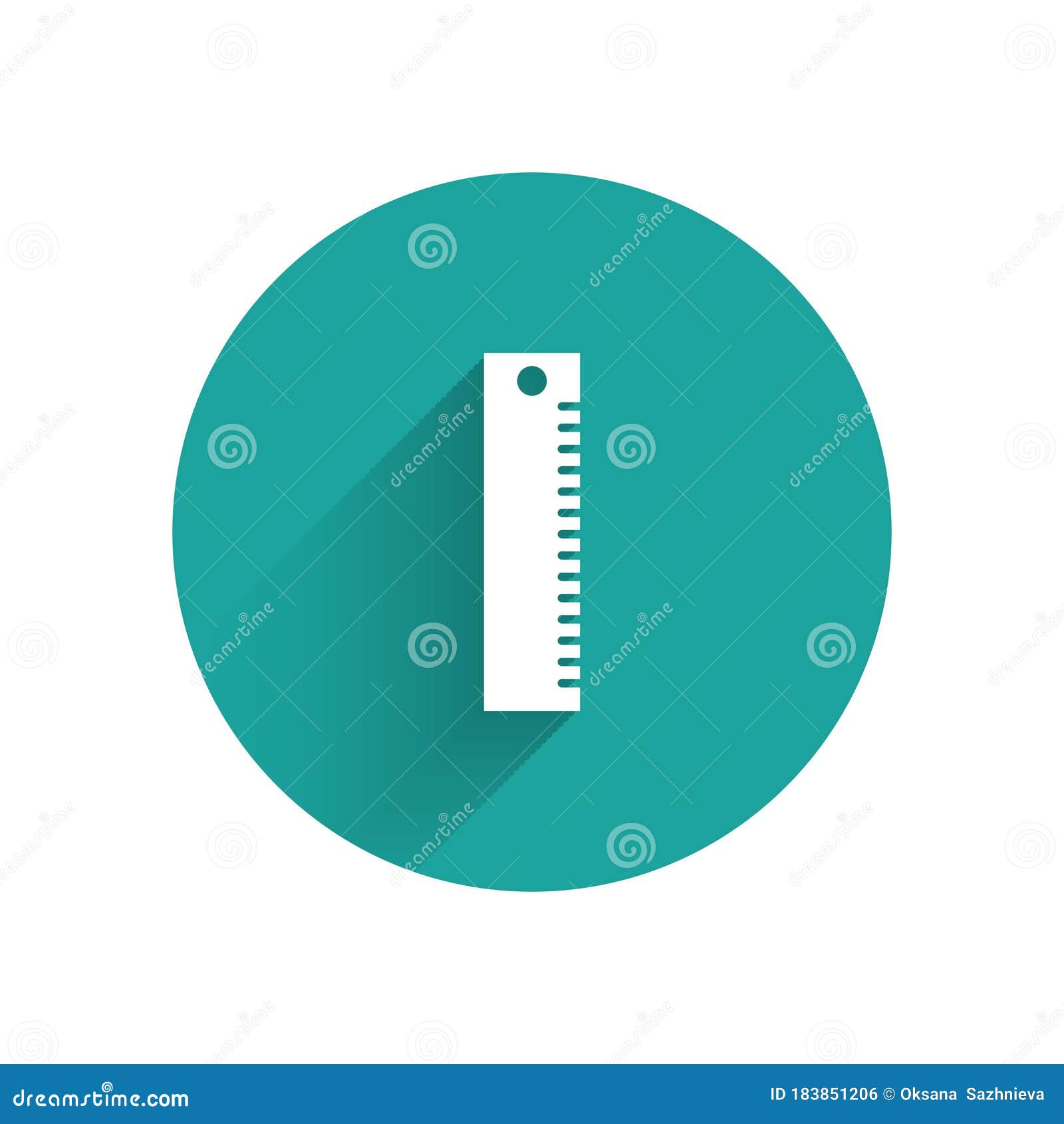 White Ruler Icon Isolated with Long Shadow. Straightedge Symbol. Green ...