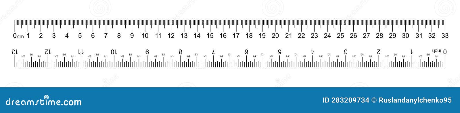 A White Ruler Marked With Centimeters, Inches And Combined Rectangular ...