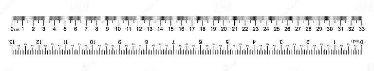 A White Ruler Marked with Centimeters, Inches and Combined Rectangular ...