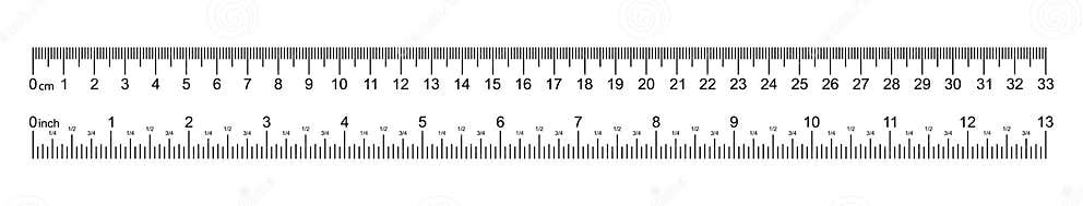 A White Ruler Marked with Centimeters, Inches and Combined Rectangular ...