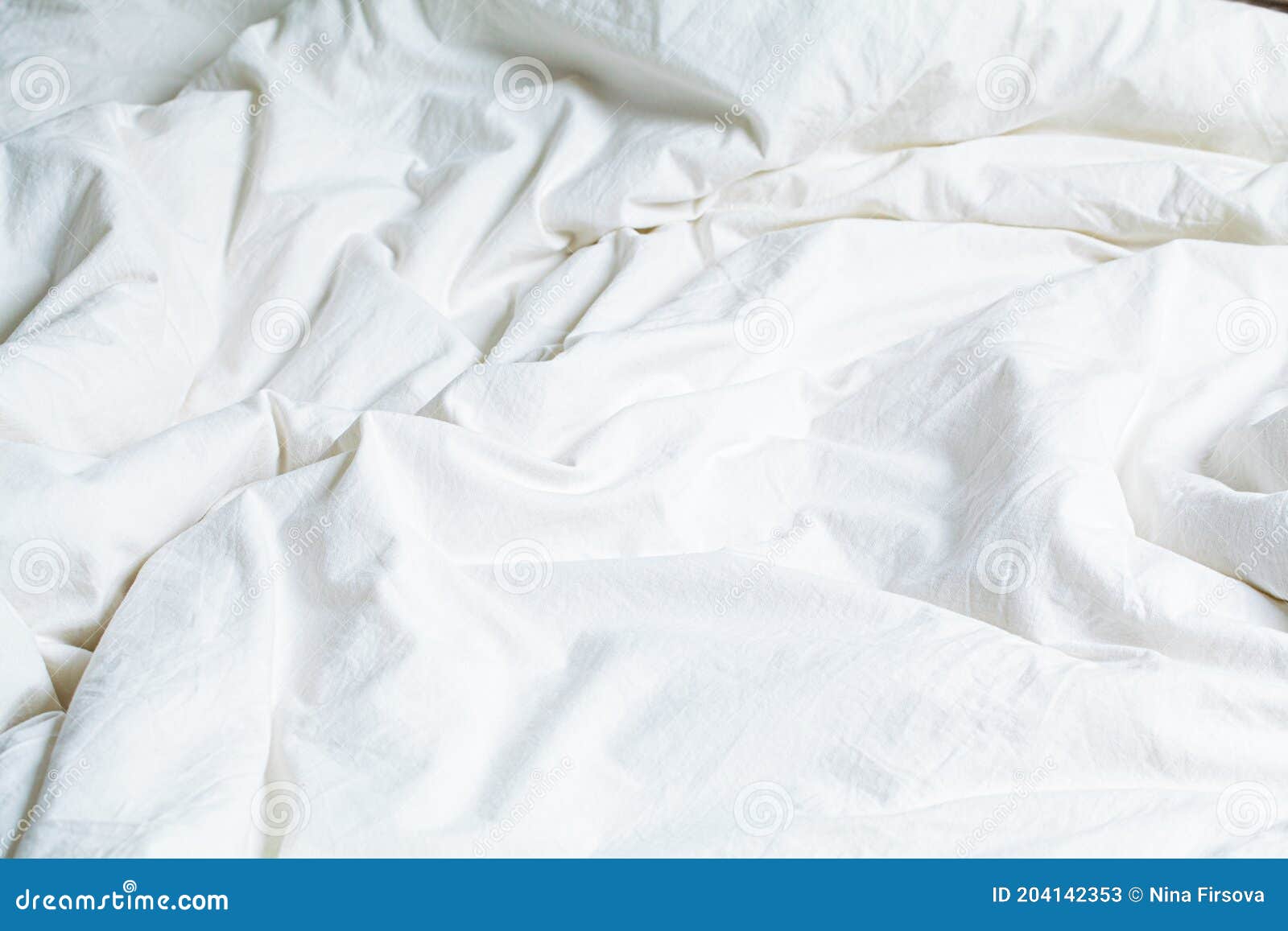 White Rumpled Blanket Bed Background. Home Comfort Concept Stock Image ...