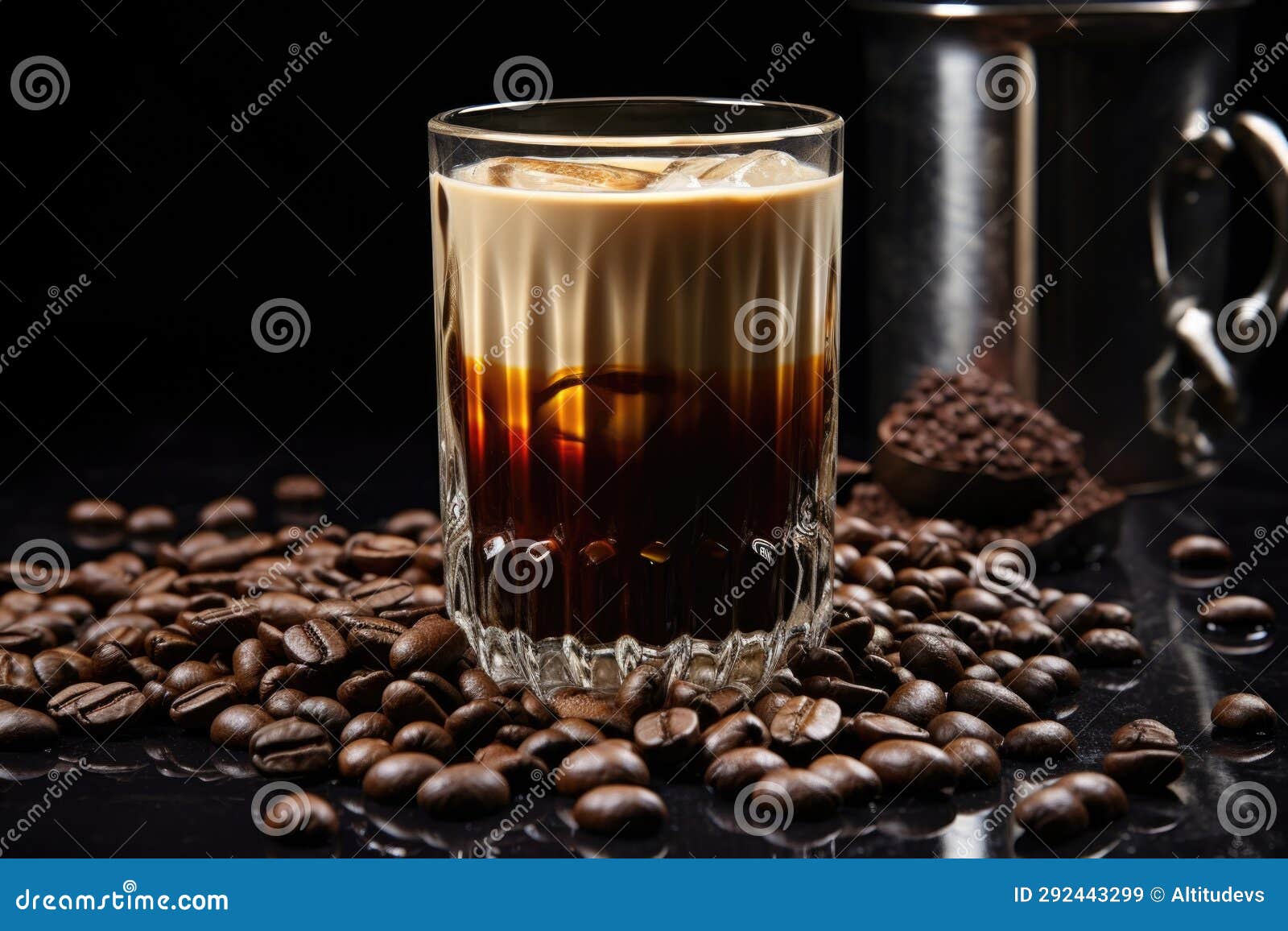 White Russian in a Short Glass with Coffee Beans Stock Image - Image of ...