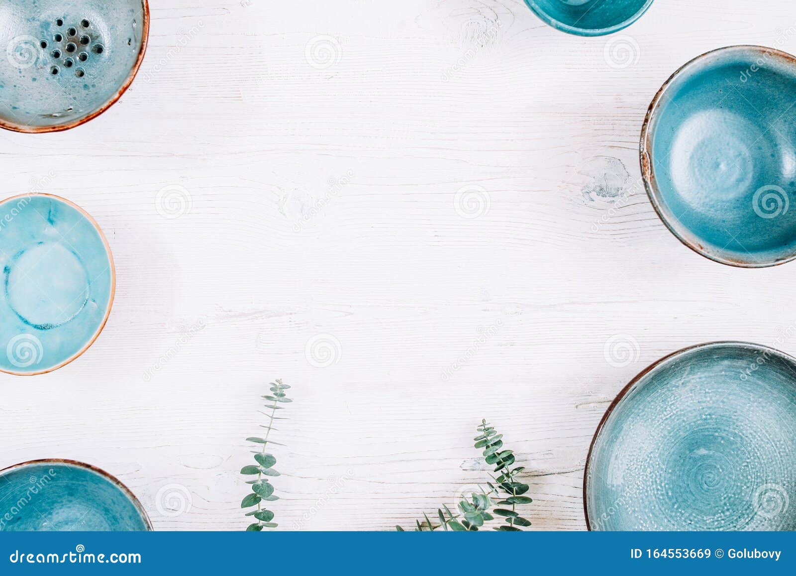 White Rustic Kitchen Background Blue Stoneware Stock Image - Image of ...