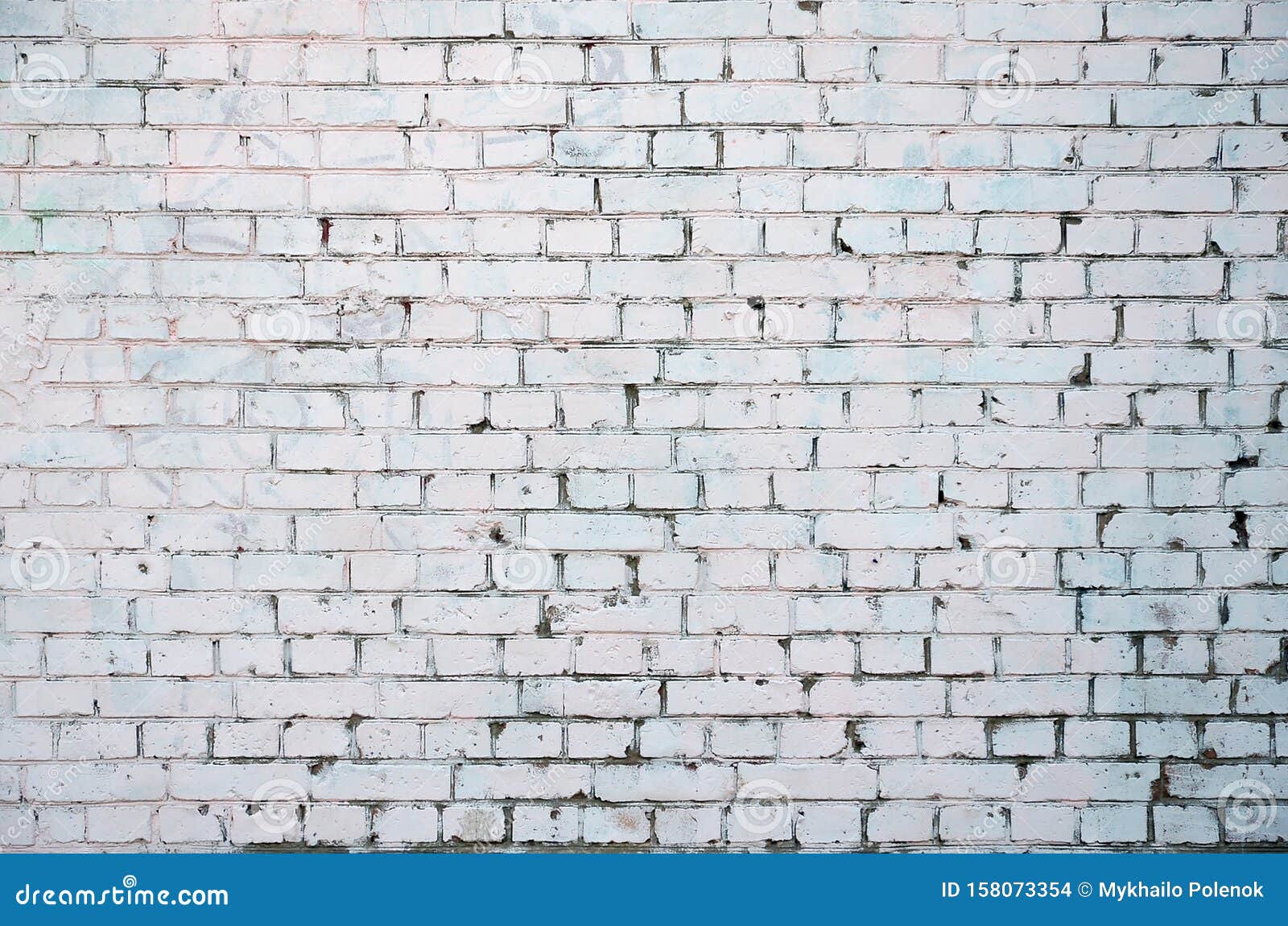 White Rustic Texture with Retro Whitewashed Old Brick Wall Surface ...