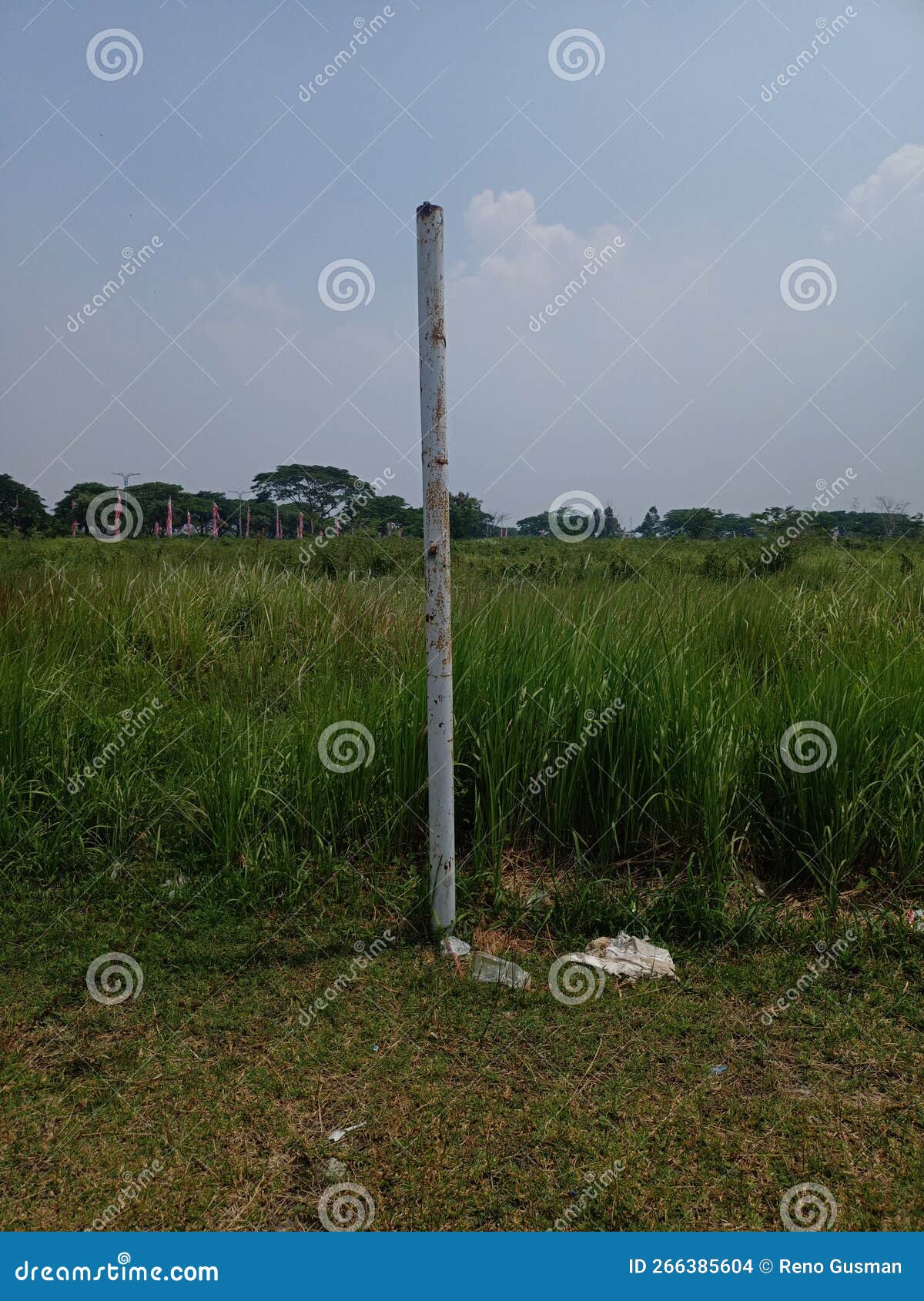 White rusty pole standing stock photo. Image of pole - 266385604