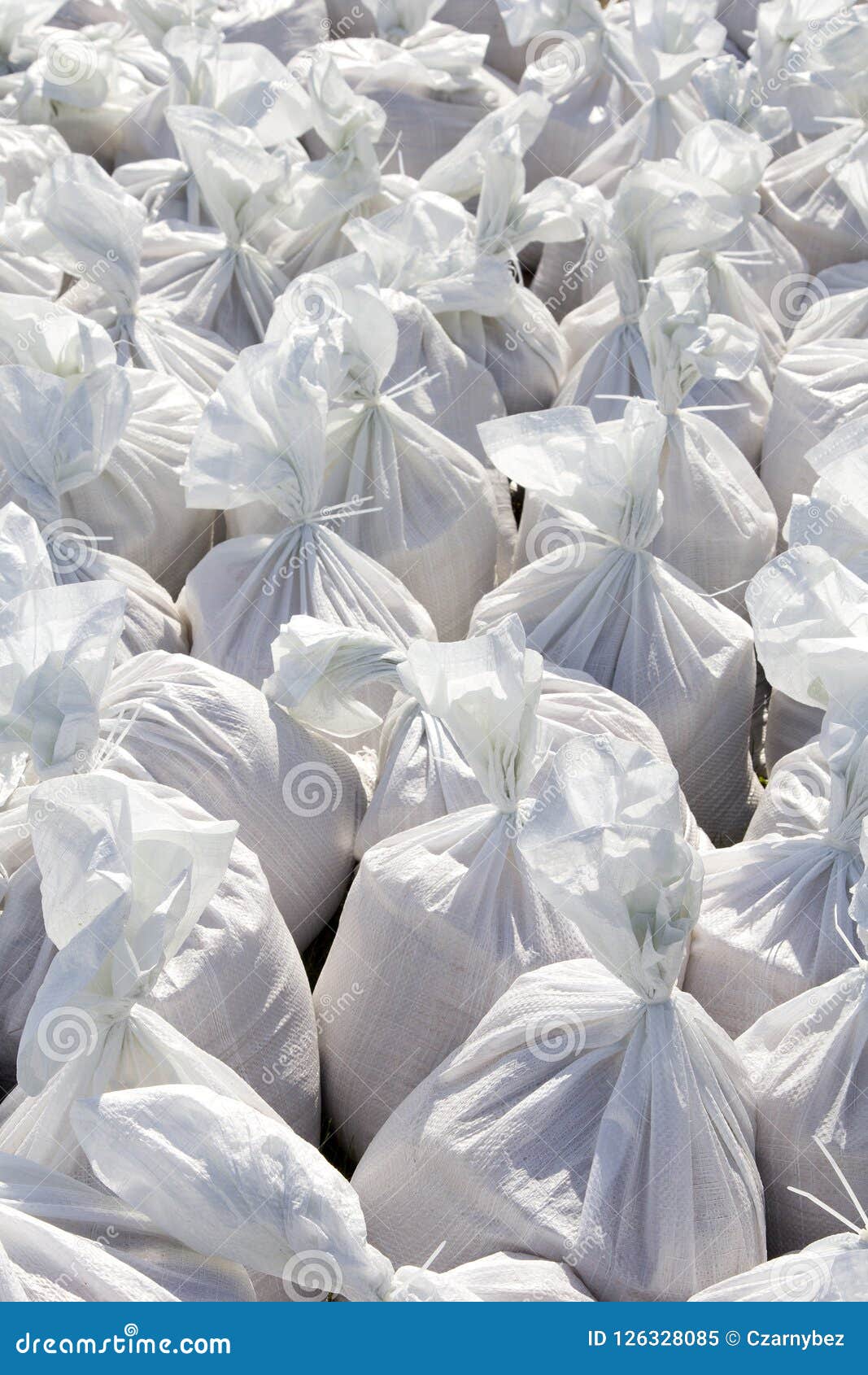 White Sacks Filled with Sand Stock Image - Image of canvas, pile: 126328085