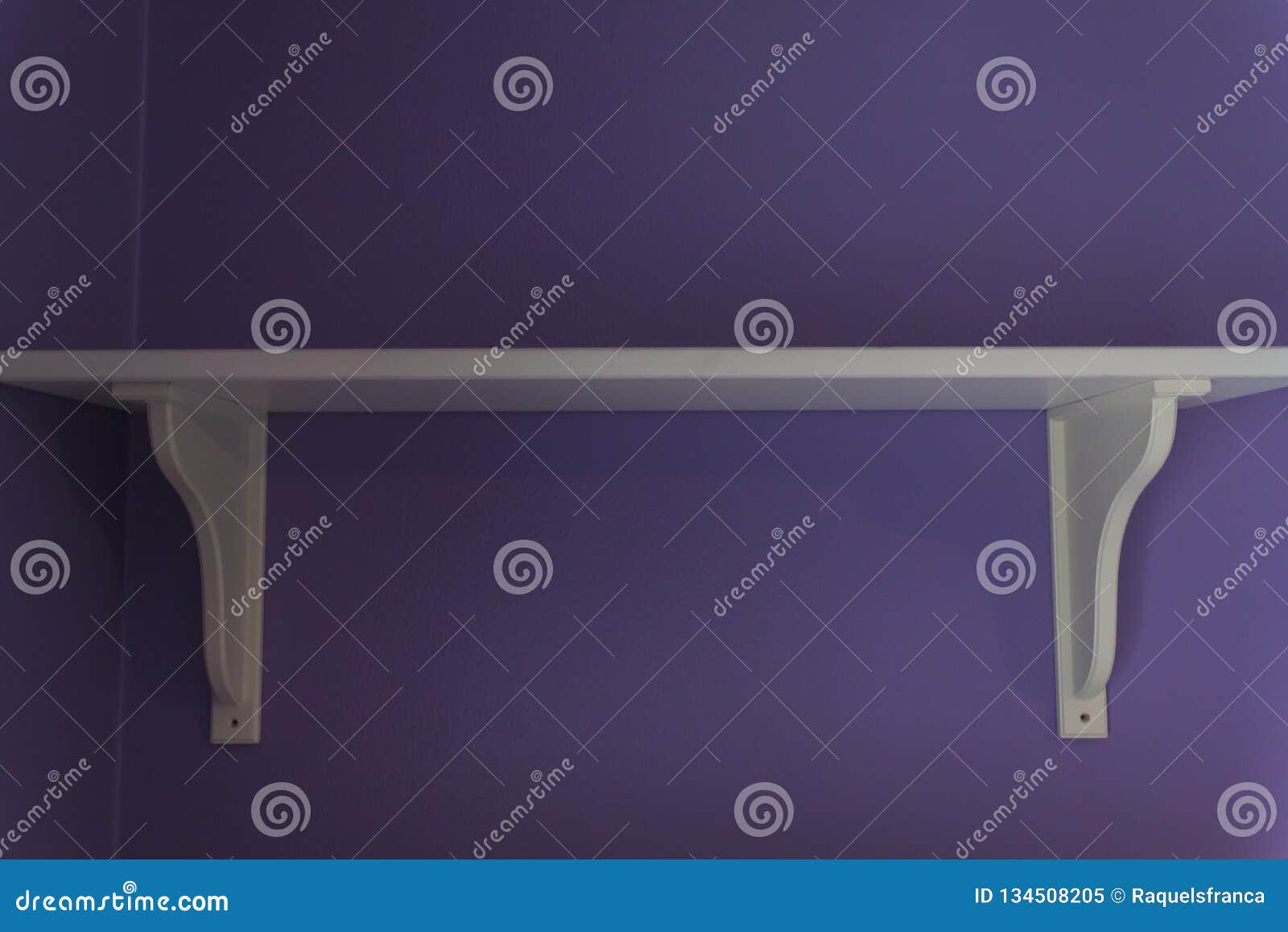 White Sagging Shelf on Purple Wall Stock Image - Image of bookshelf ...
