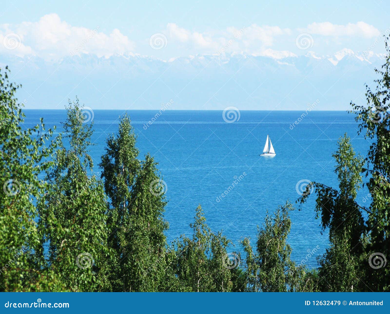 White Sail on Issyk-kul Lake Stock Image - Image of issyk, lake: 12632479