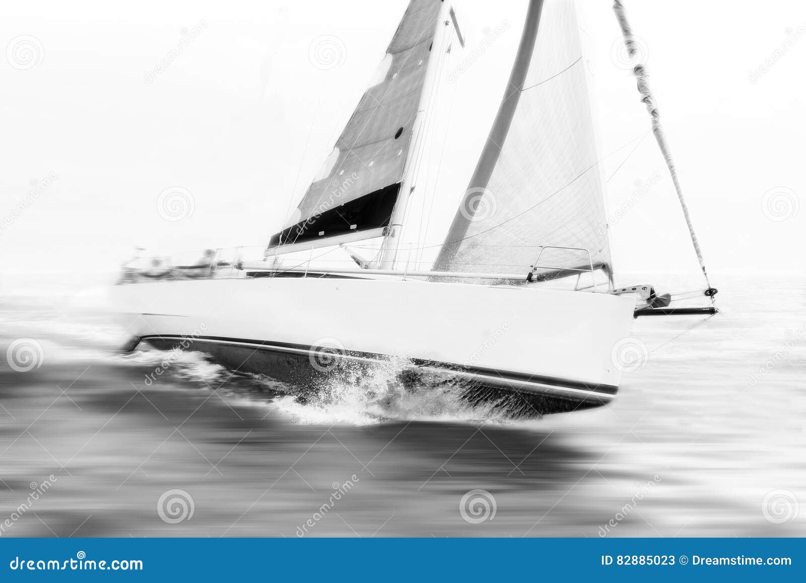 White Sailboat Taking Speed during Start Stock Image - Image of water ...