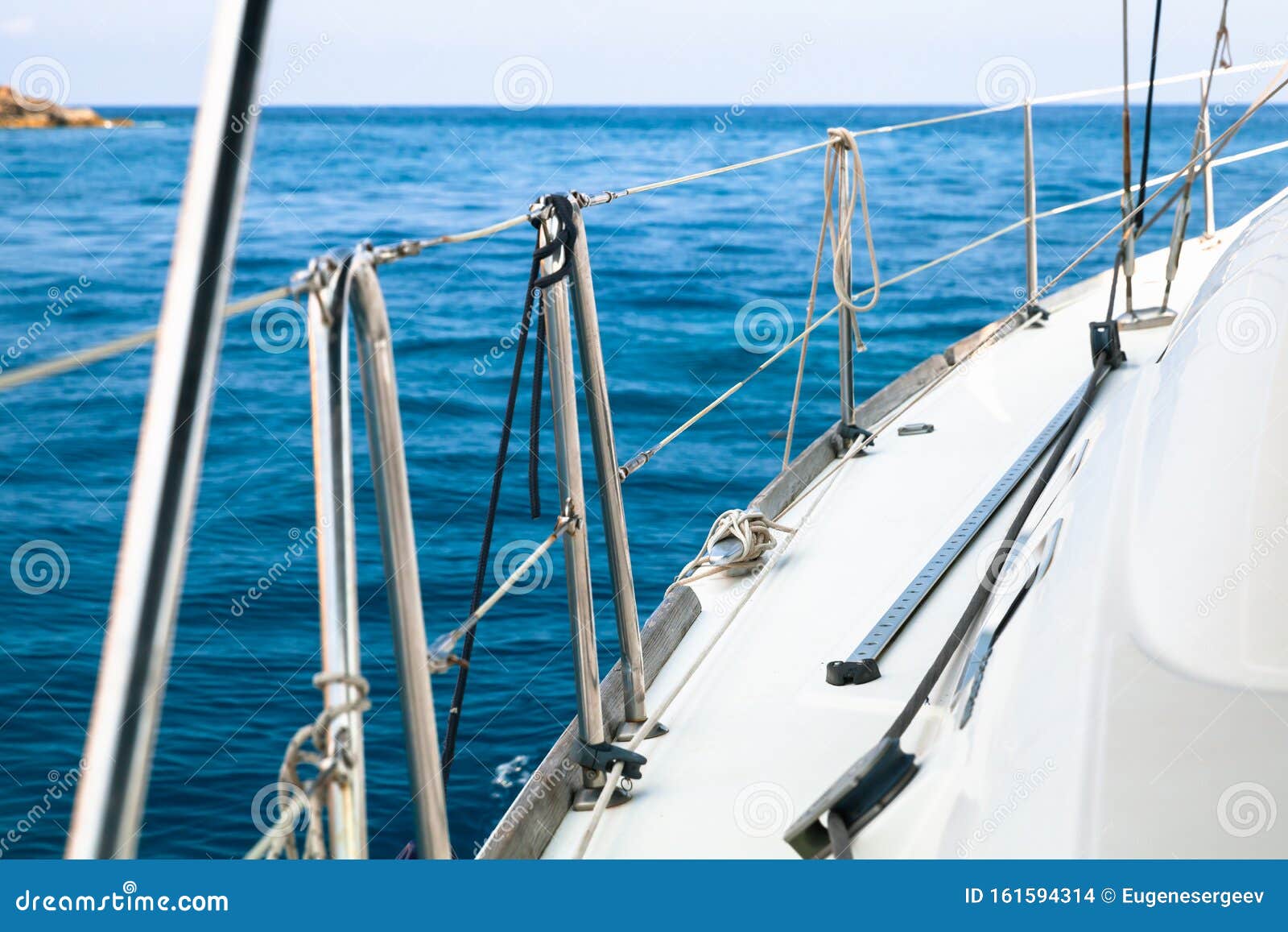 White Sailing Yacht Deck with Railings Stock Photo - Image of sailing ...