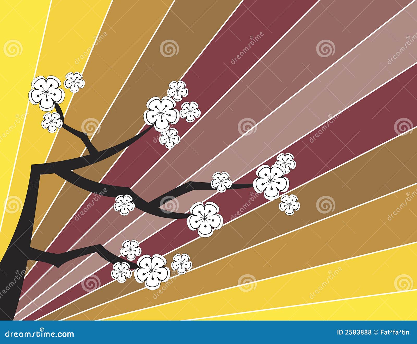 White Sakuras on Retro Stripes Stock Vector - Illustration of blossoms ...