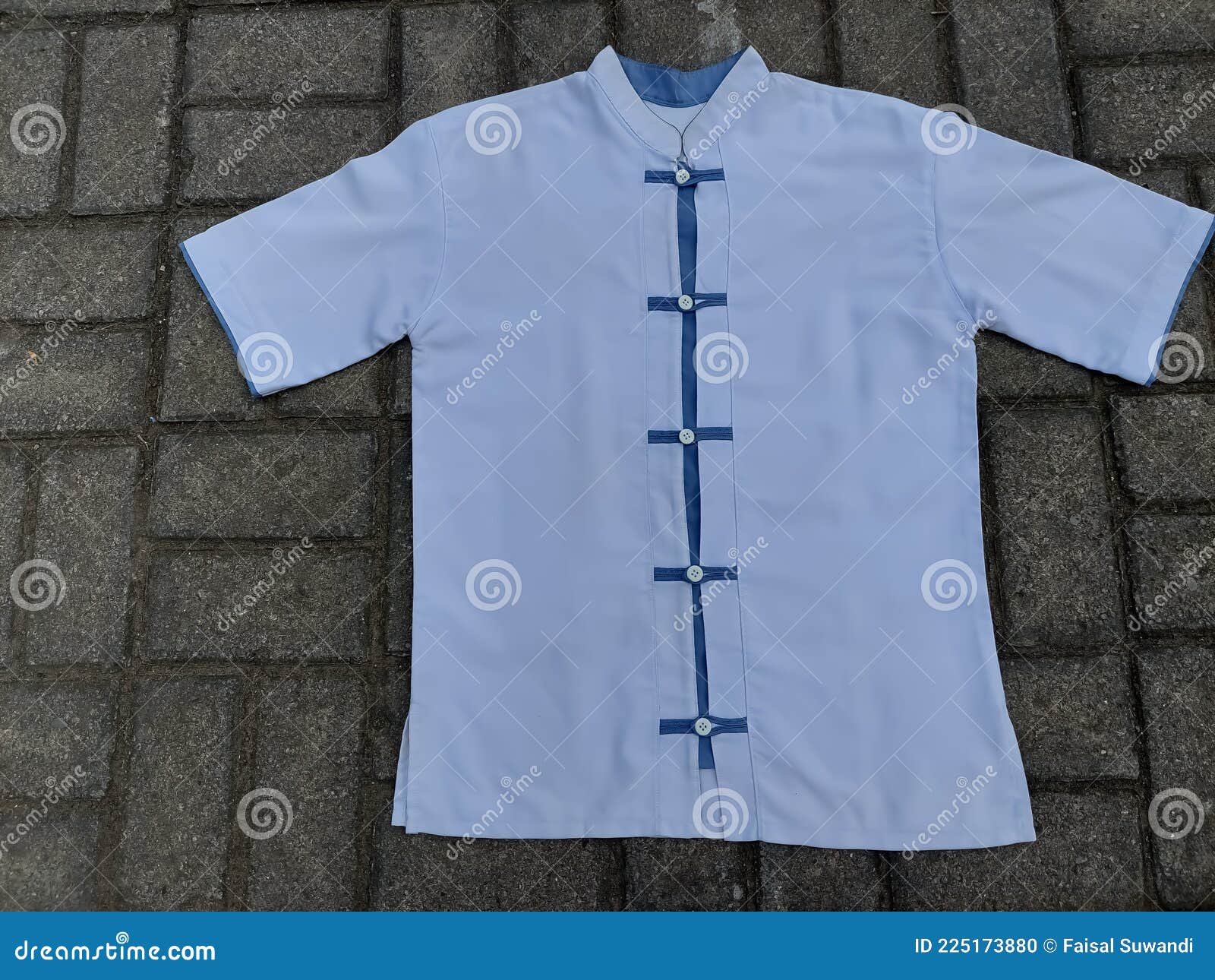 White Samfoo Shirt Design with Blue Garia Typical of China Stock Photo ...