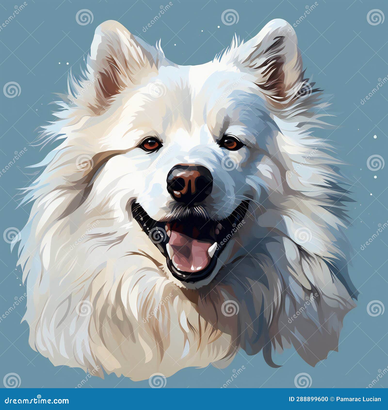 White Samoyed Dog. Vector Illustration of a Purebred Dog Stock ...