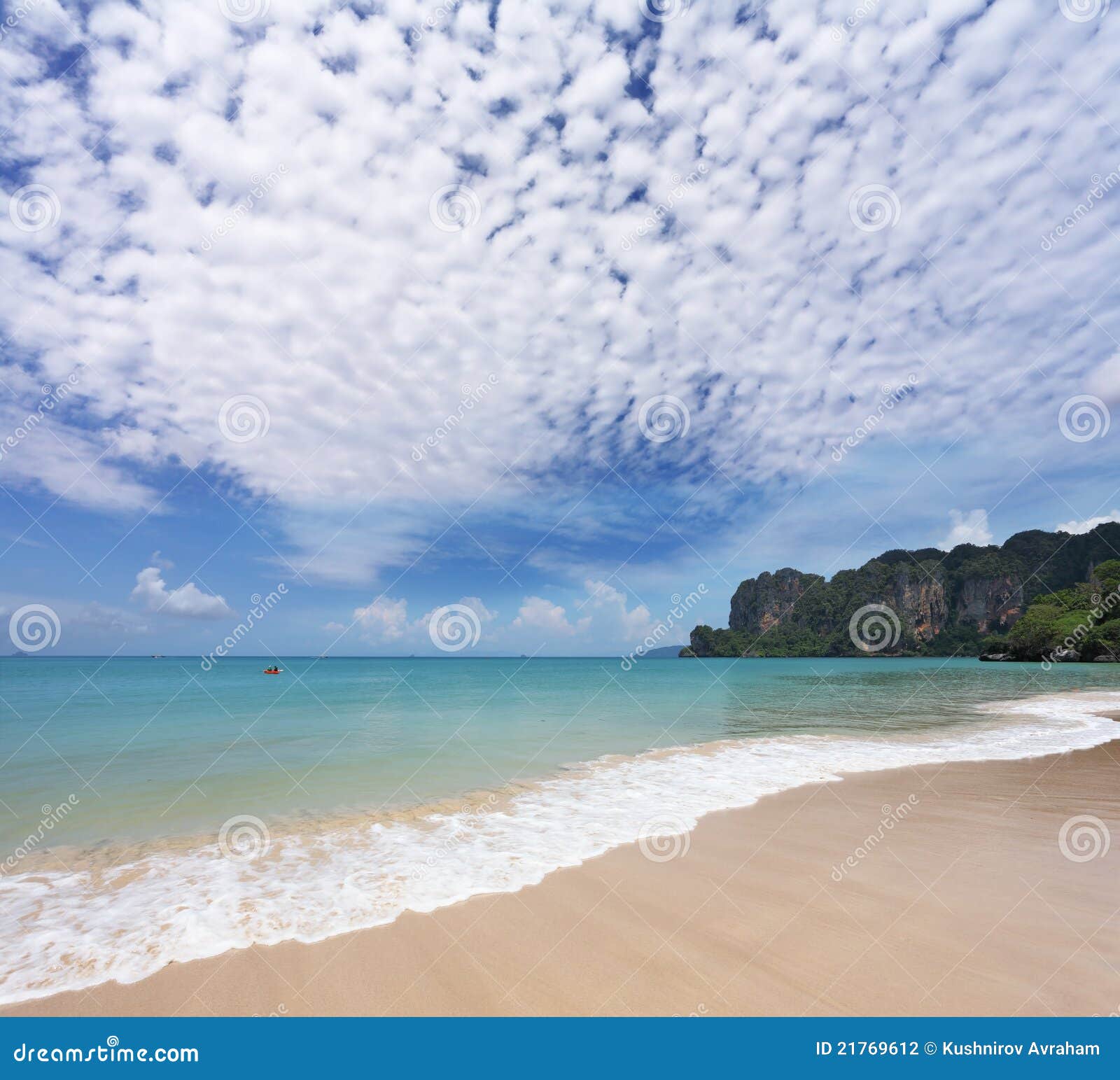 The White Sand, Cliffs and Gentle Surf Stock Photo - Image of cloud ...