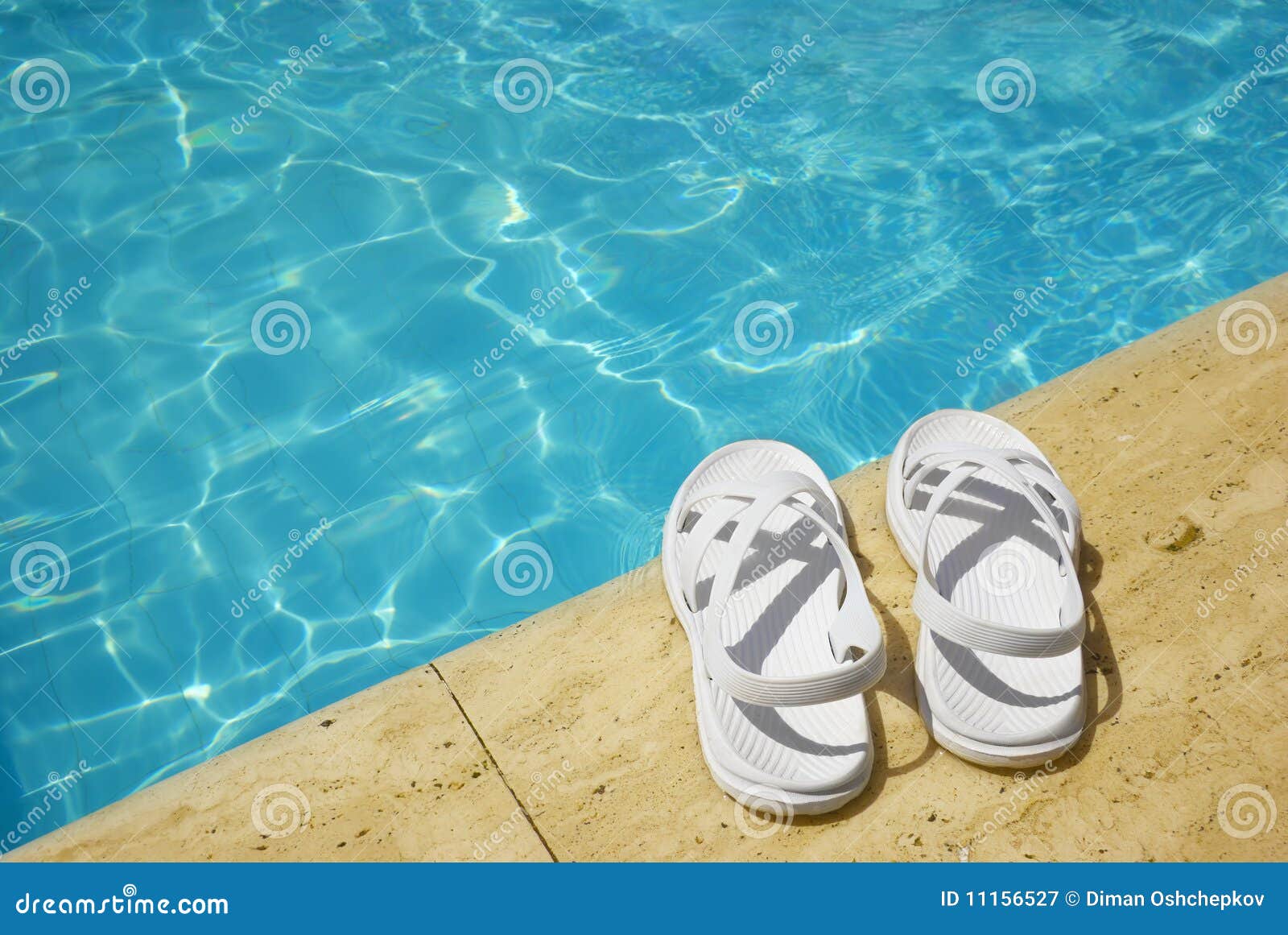White Sandals at the Poolside Stock Image - Image of color, cool: 11156527