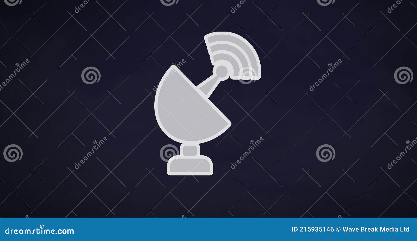 White Satellite Broadcast Station Icon Over Black Background Stock ...