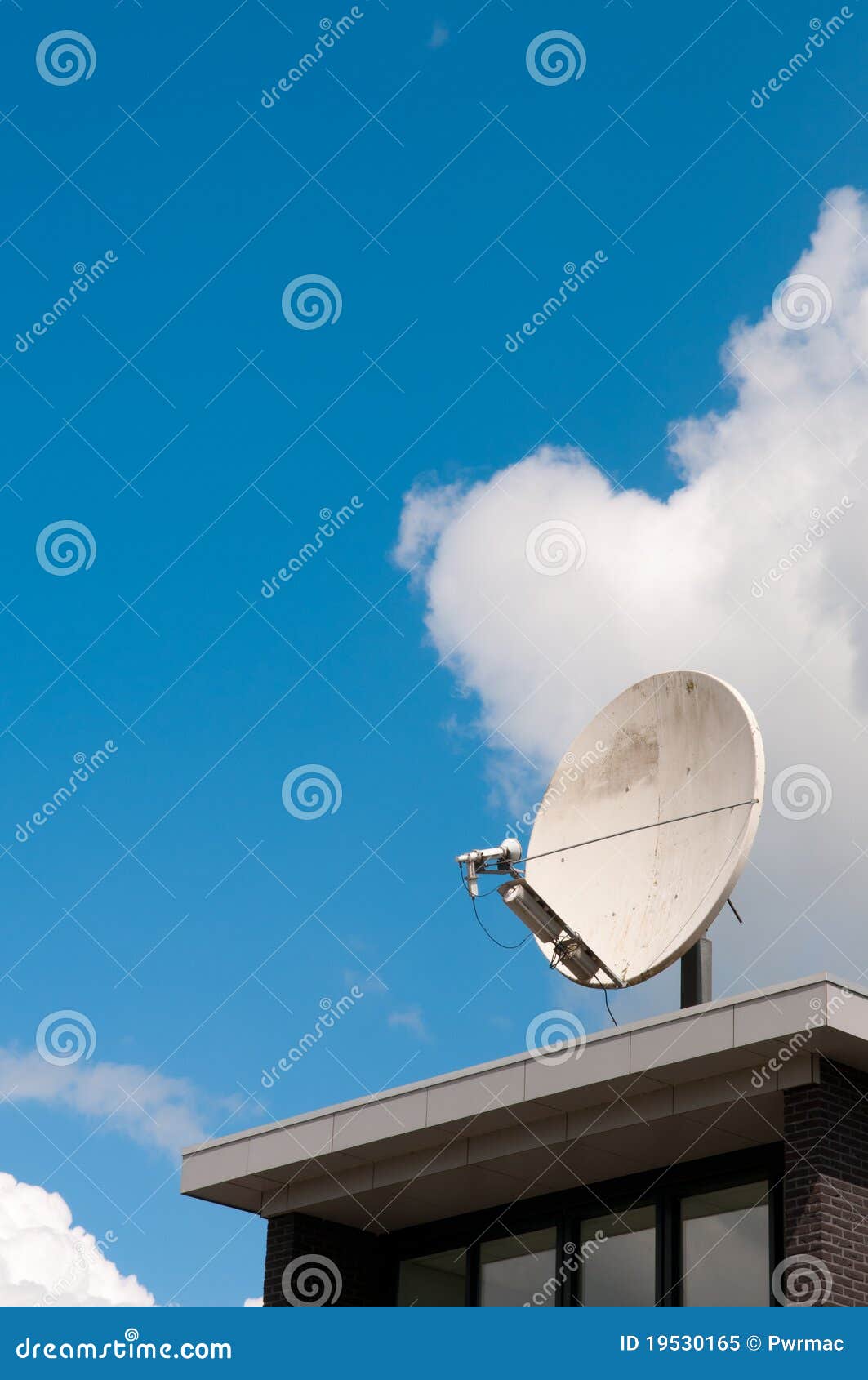 A White Satellite Dish on a Roof Stock Image - Image of reception ...