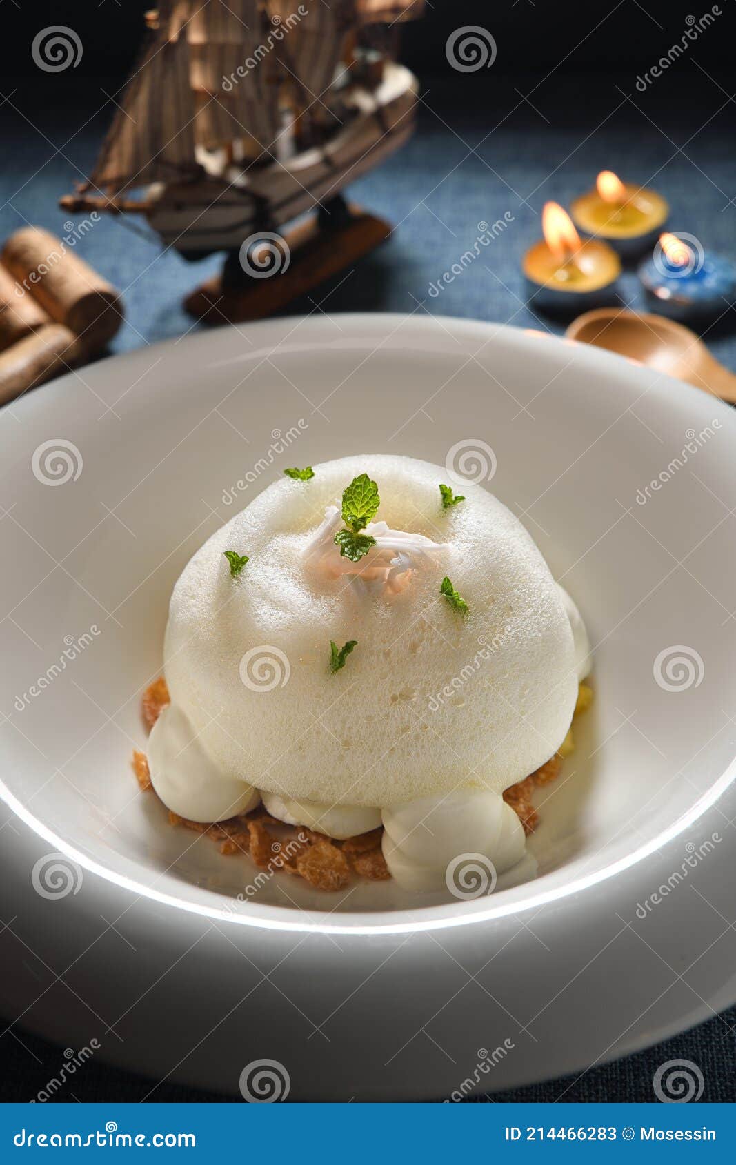 White Sauce Foam Coconut Dessert Stock Image - Image of main, macro ...