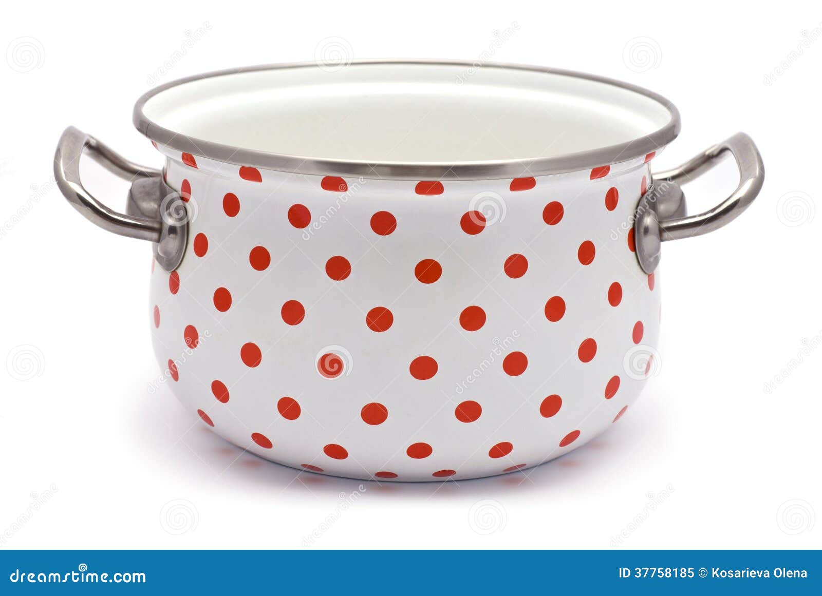 White Saucepan with Red Dots Stock Image - Image of casserole, cooking ...