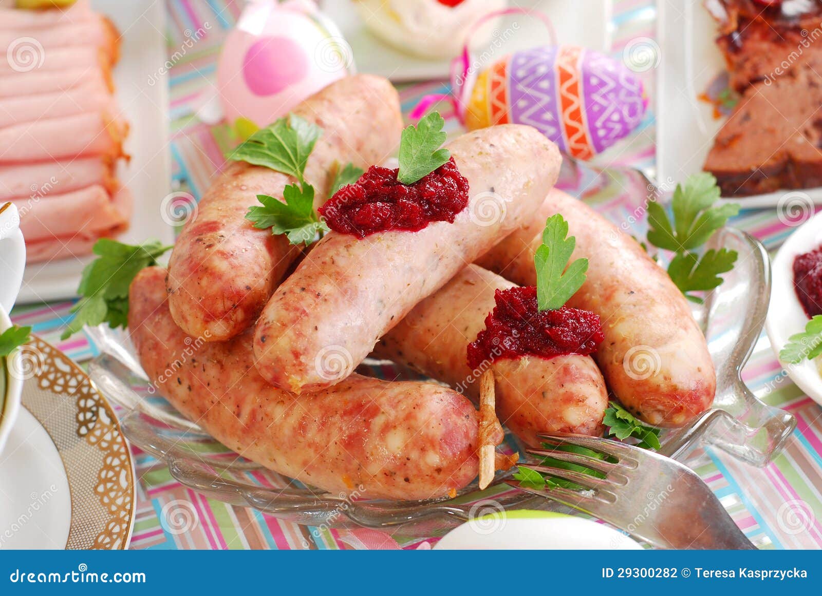White Sausage with Beetroot Sauce for Easter Stock Photo - Image of ...