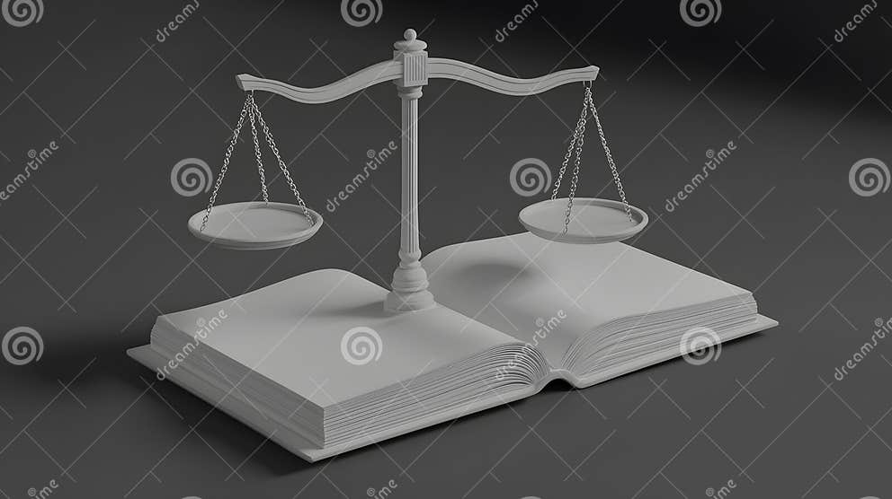 White Scales of Justice on an Open Book Stock Illustration ...
