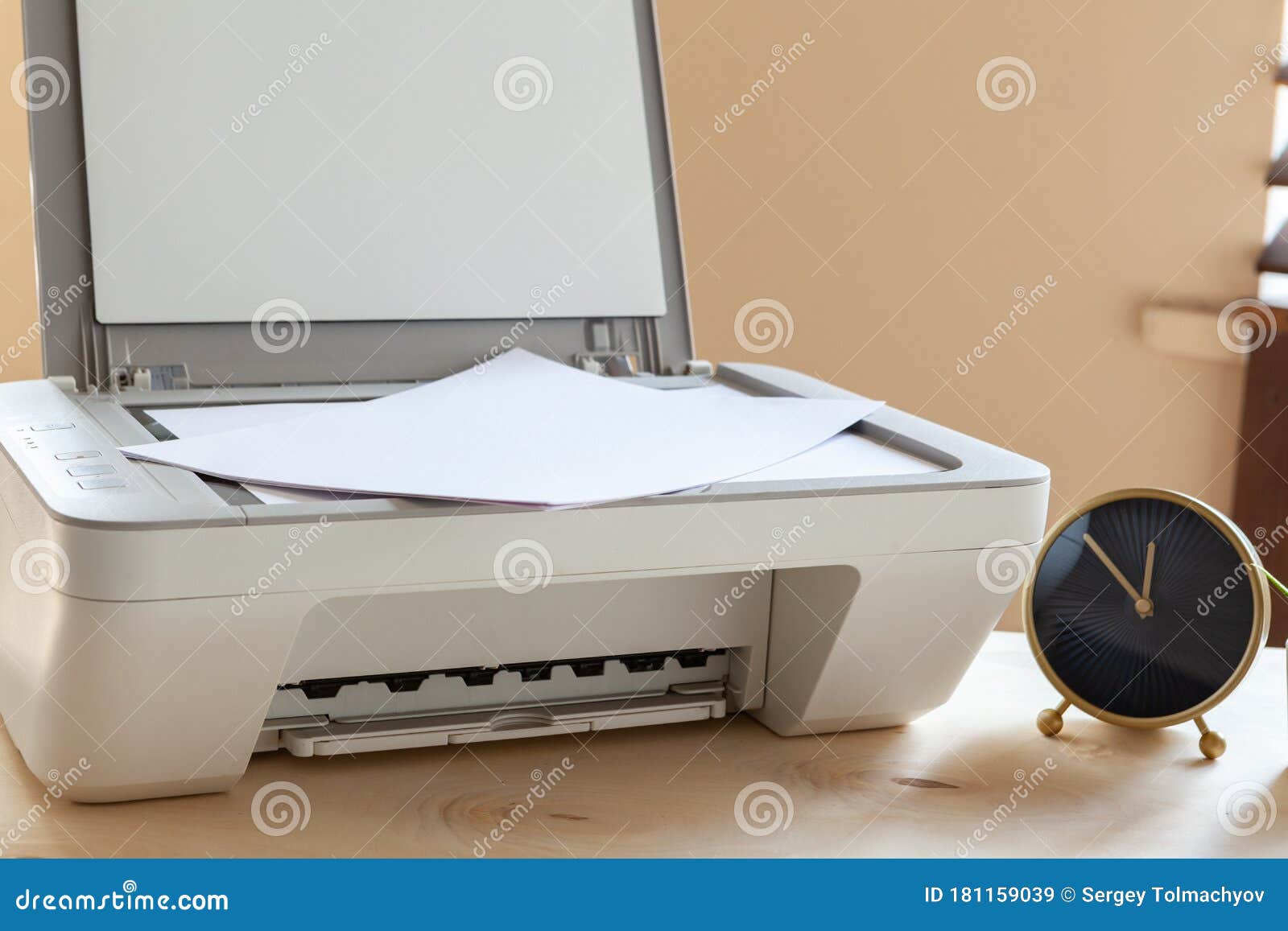 White Scanner or Printer Machine on a Table Close Up Stock Image ...