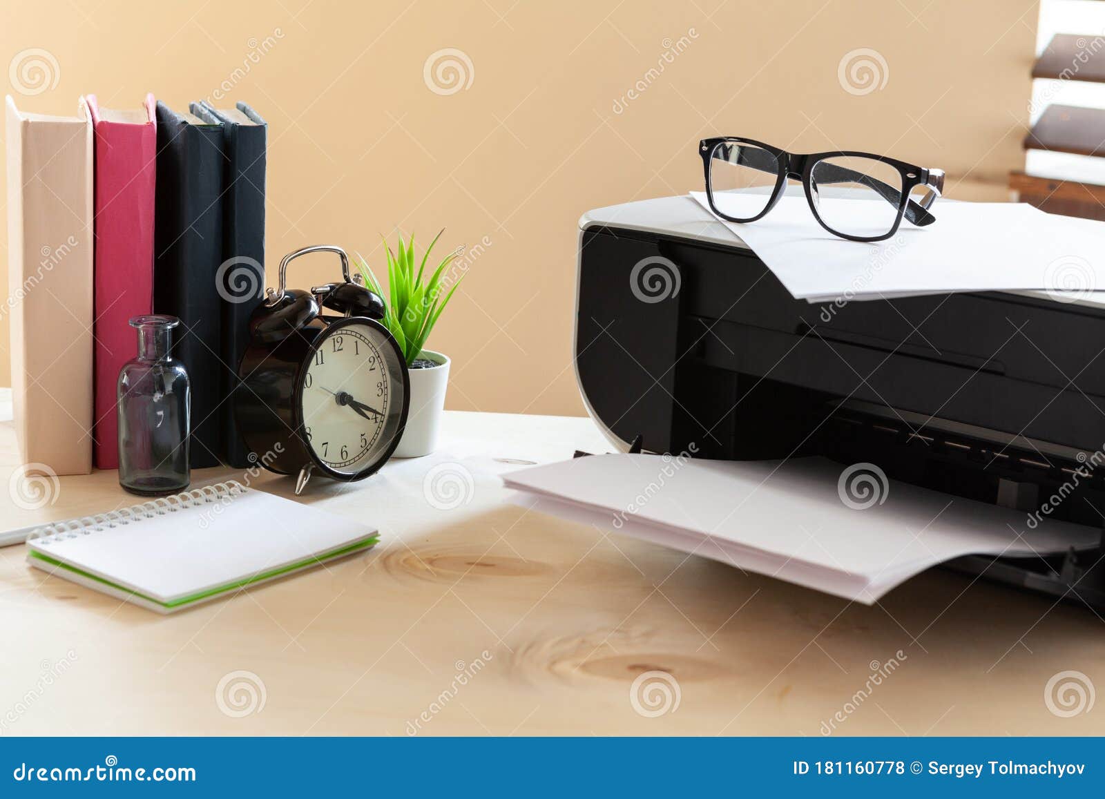 White Scanner or Printer Machine on a Table Close Up Stock Photo ...