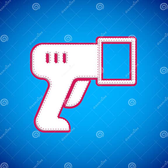 White Scanner Scanning Bar Code Icon Isolated on Blue Background ...