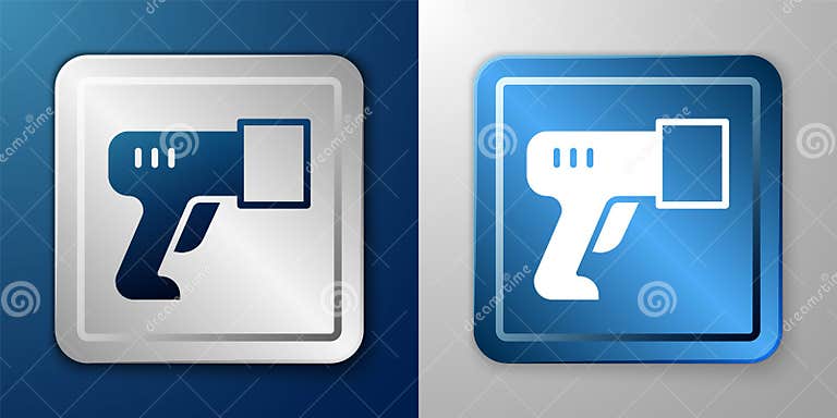 White Scanner Scanning Bar Code Icon Isolated on Blue and Grey ...