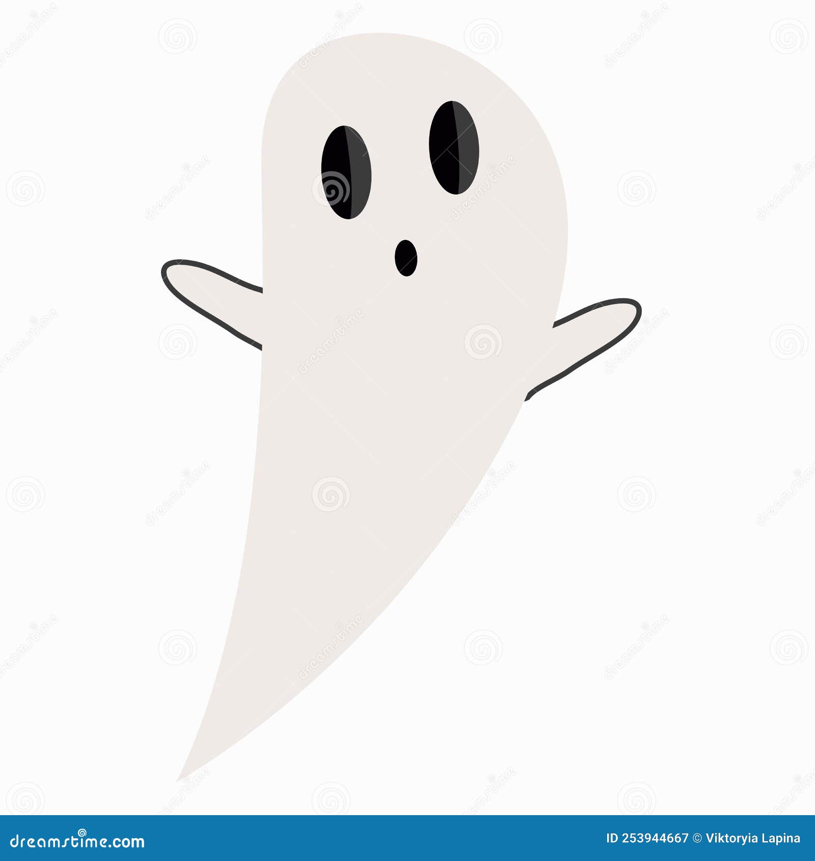 White Scary Ghost, Flying Ghost, Vector Illustration for Halloween ...