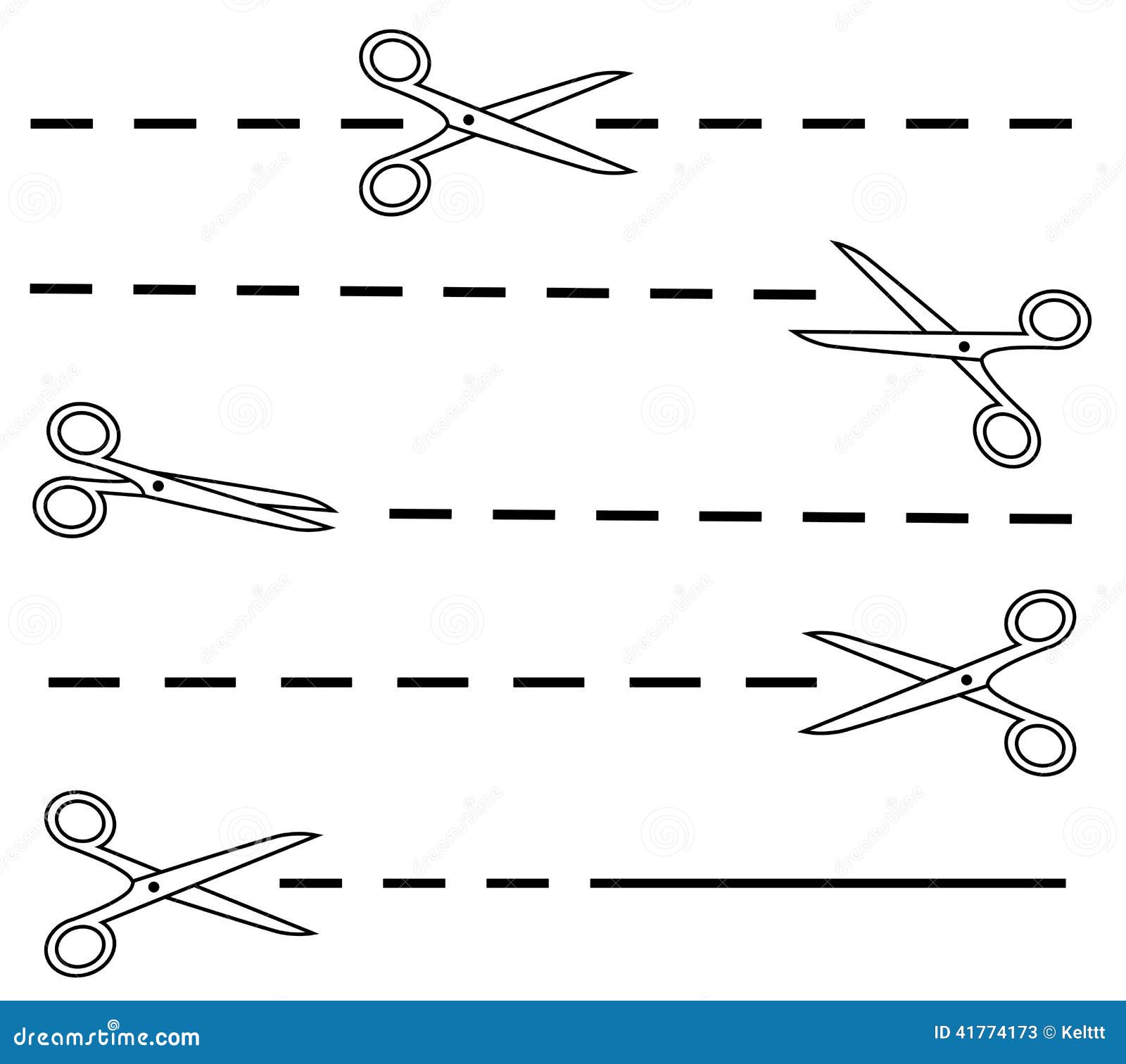 White Scissors Set with Dotted Line Stock Vector - Illustration of ...