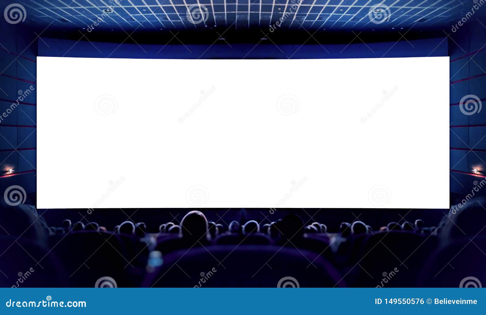 Audience Watching A Movie In A Cinema With A Glowing Screen, Immersive ...