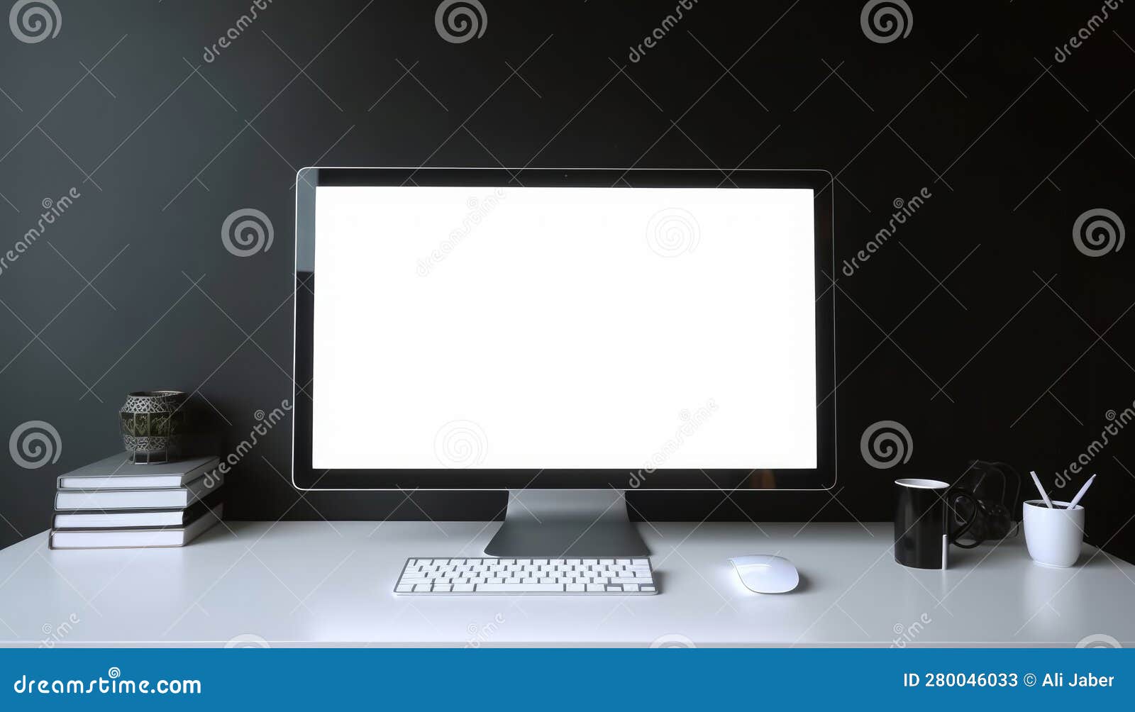 White Screen on a Desktop Computer Ai, Ai Generative, Illustration ...